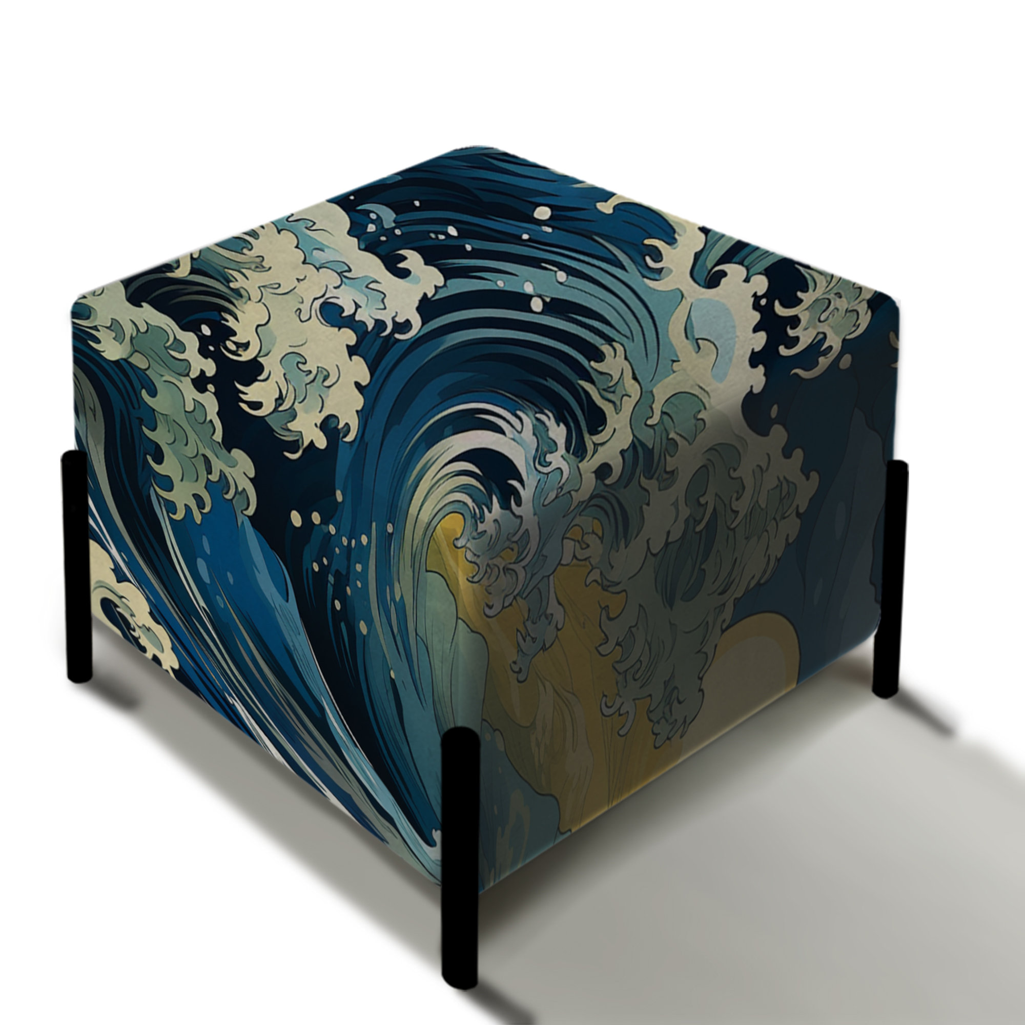 Design Art Sunrise Hokusai Waves Japanese Pattern - Coastal Square ...