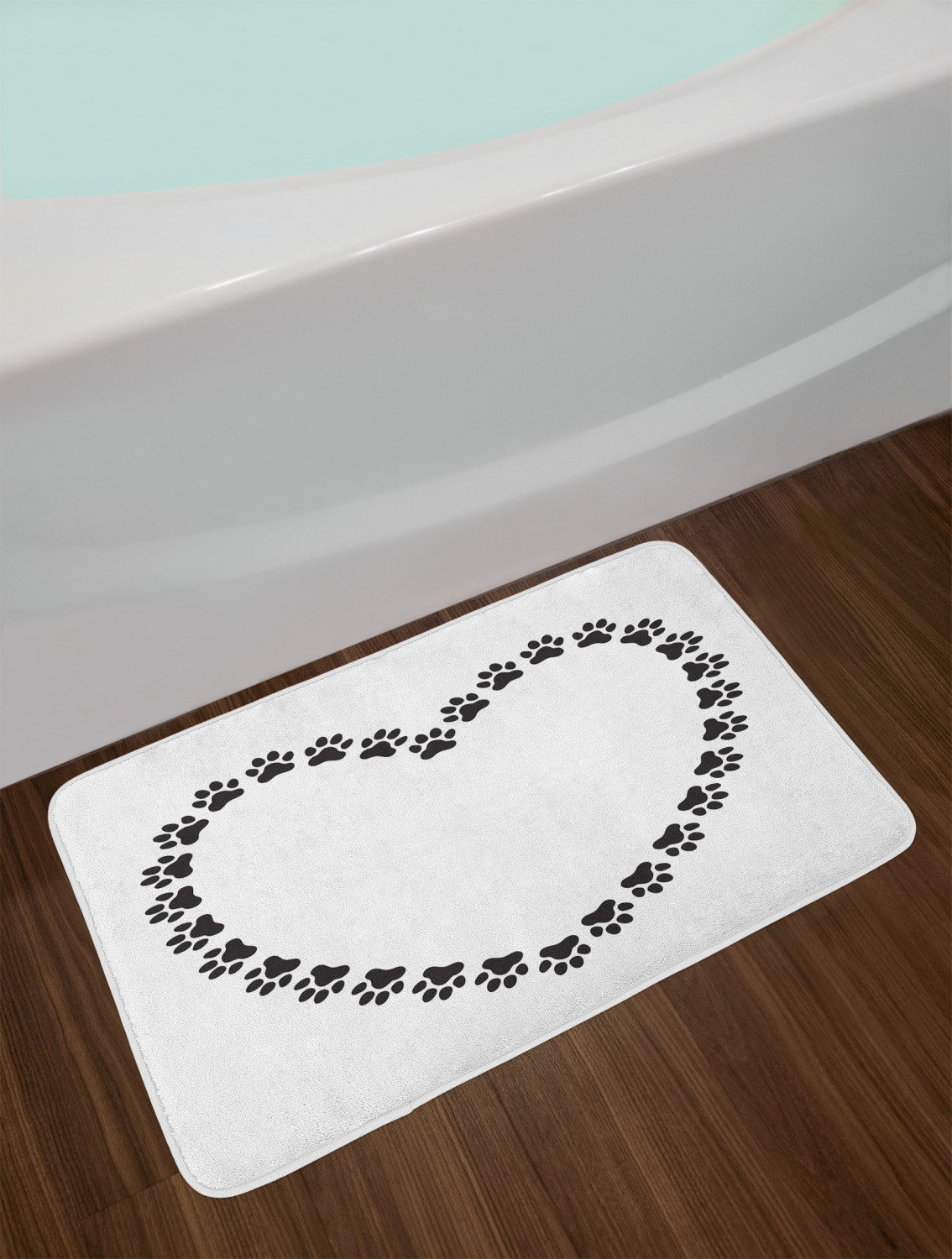 East Urban Home Heart Frame Dogs and Cats Bath Rug | Wayfair