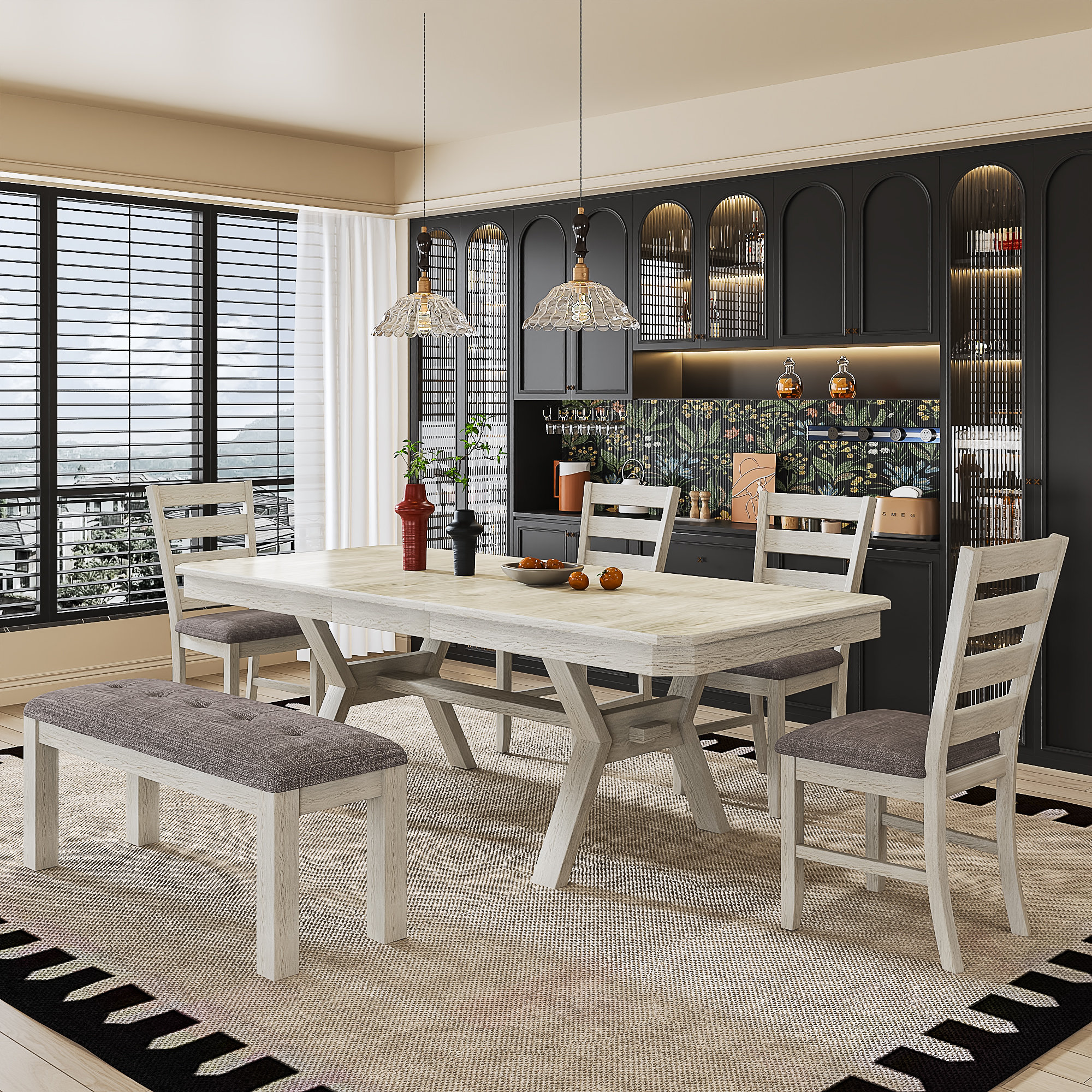 Lark Manor 6-Piece Extendable Solid Wood Dining Table Set For 6-8 ...