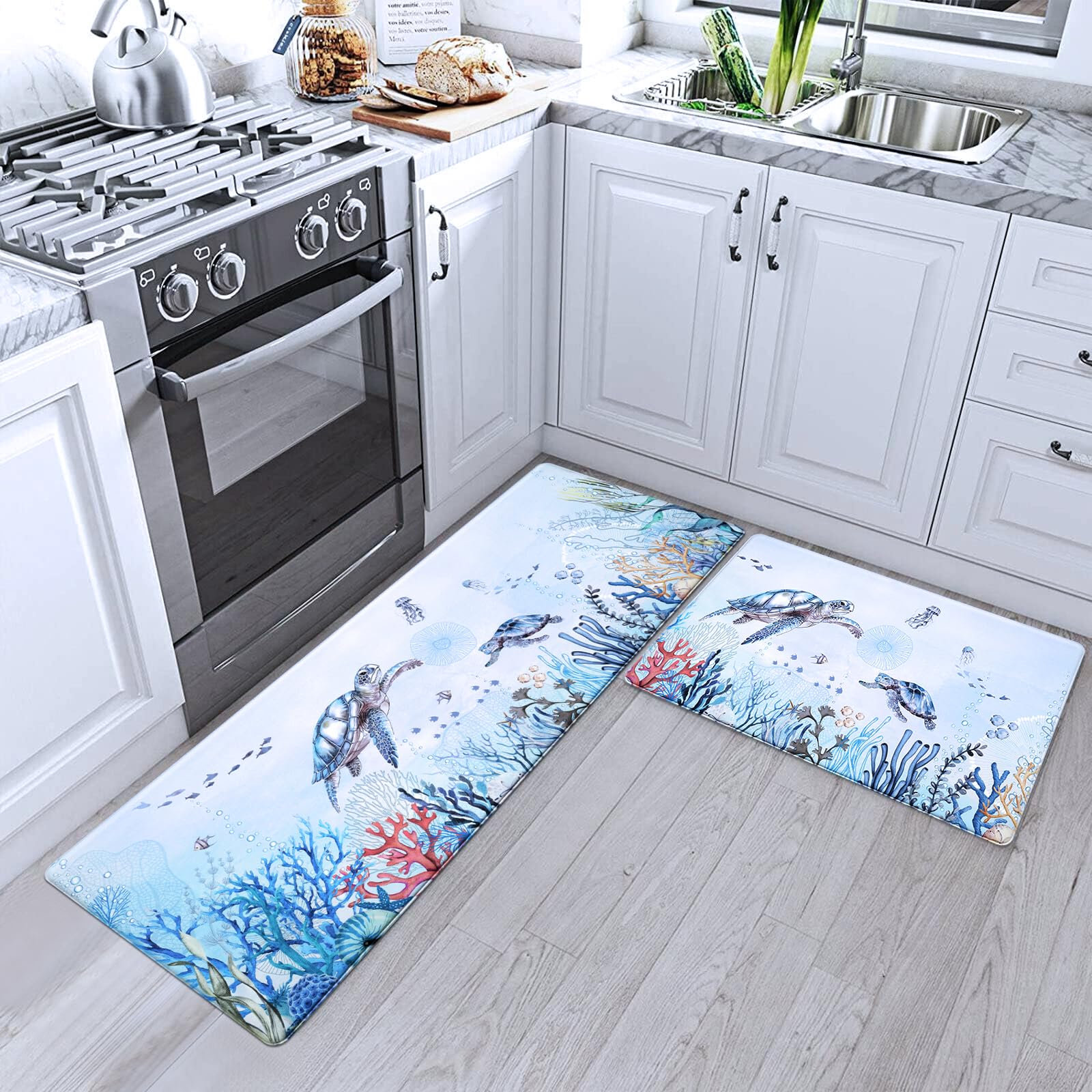 Bayou Breeze Marine Life Kitchen Rugs Sets Of 2 | Wayfair