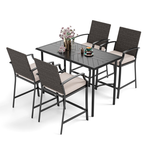 Lark Manor Alyne 4 - Person Rectangular Outdoor Dining Set with ...