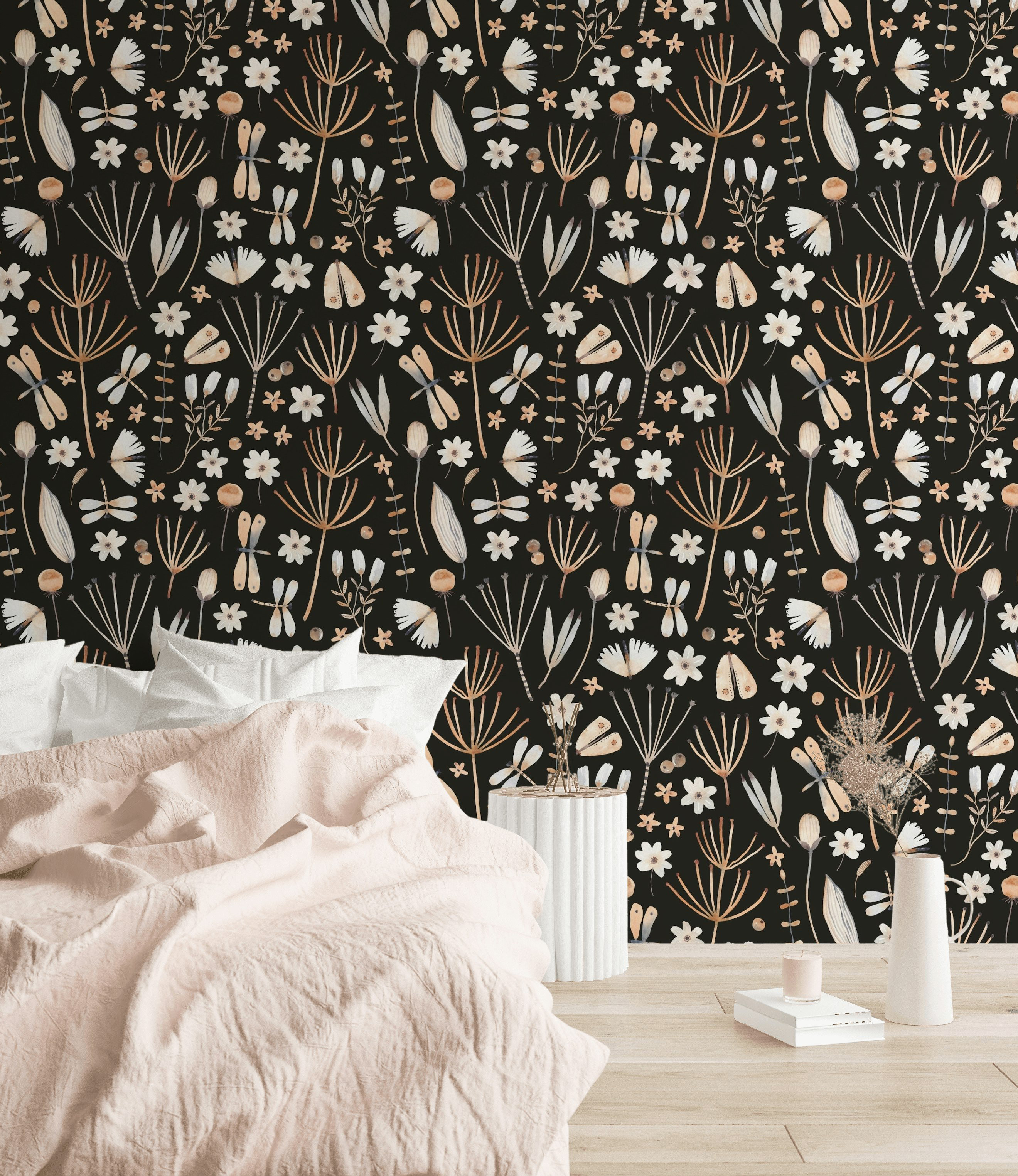 Lark Manor Botanical Nocturne Beauty of Wildflowers Removable Wallpaper ...