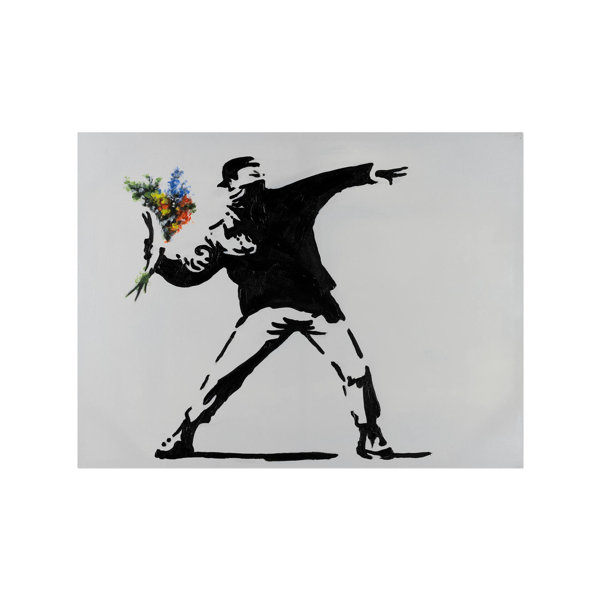 Happy Larry Banksy's Flower Attack Hand-Painted Acrylic Painting ...
