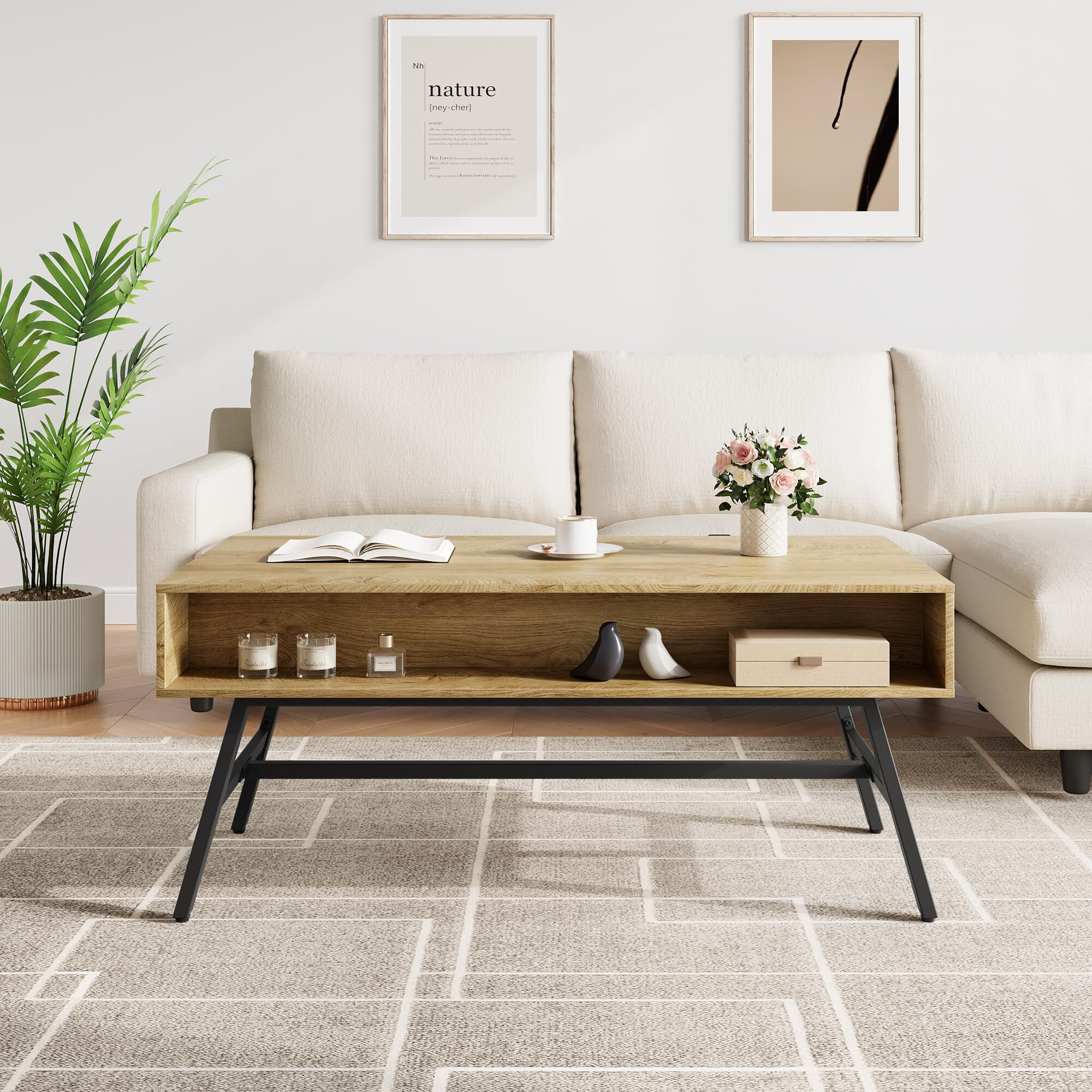 17 Stories Square Coffee Table Wooden Center Table With Drawer | Wayfair