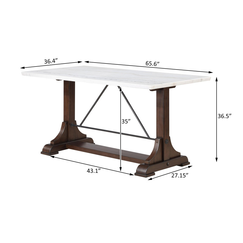 Lark Manor™ 66-inch Marble Top Counter Height Dining Table White | Wayfair