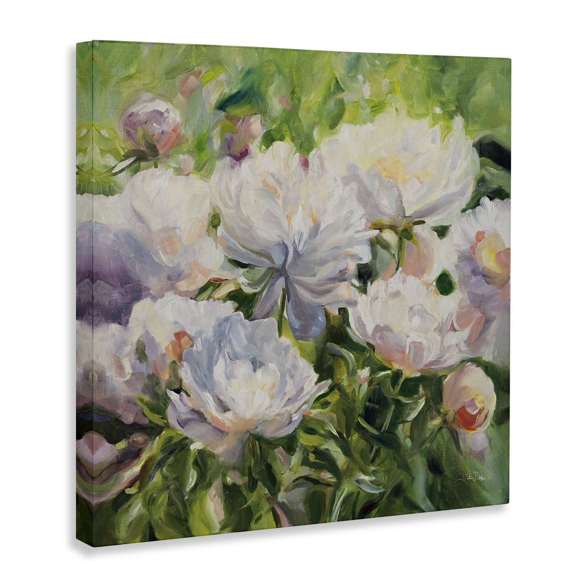 Winston Porter White Impressionistic Peonies Canvas Wall Art, design by ...