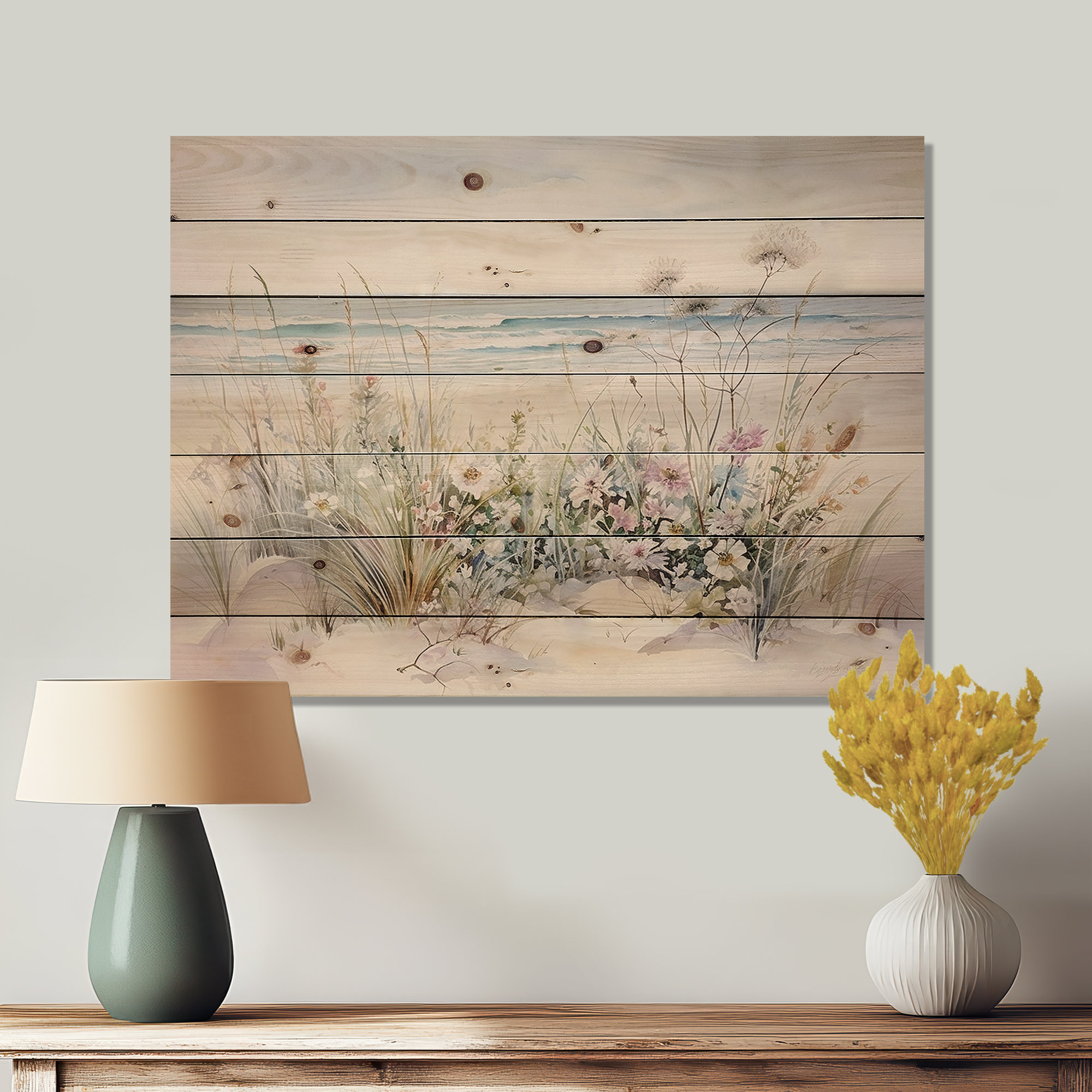 Beachcrest Home™ Hage - Floral Wood Wall Decor On Natural Pine Wood ...