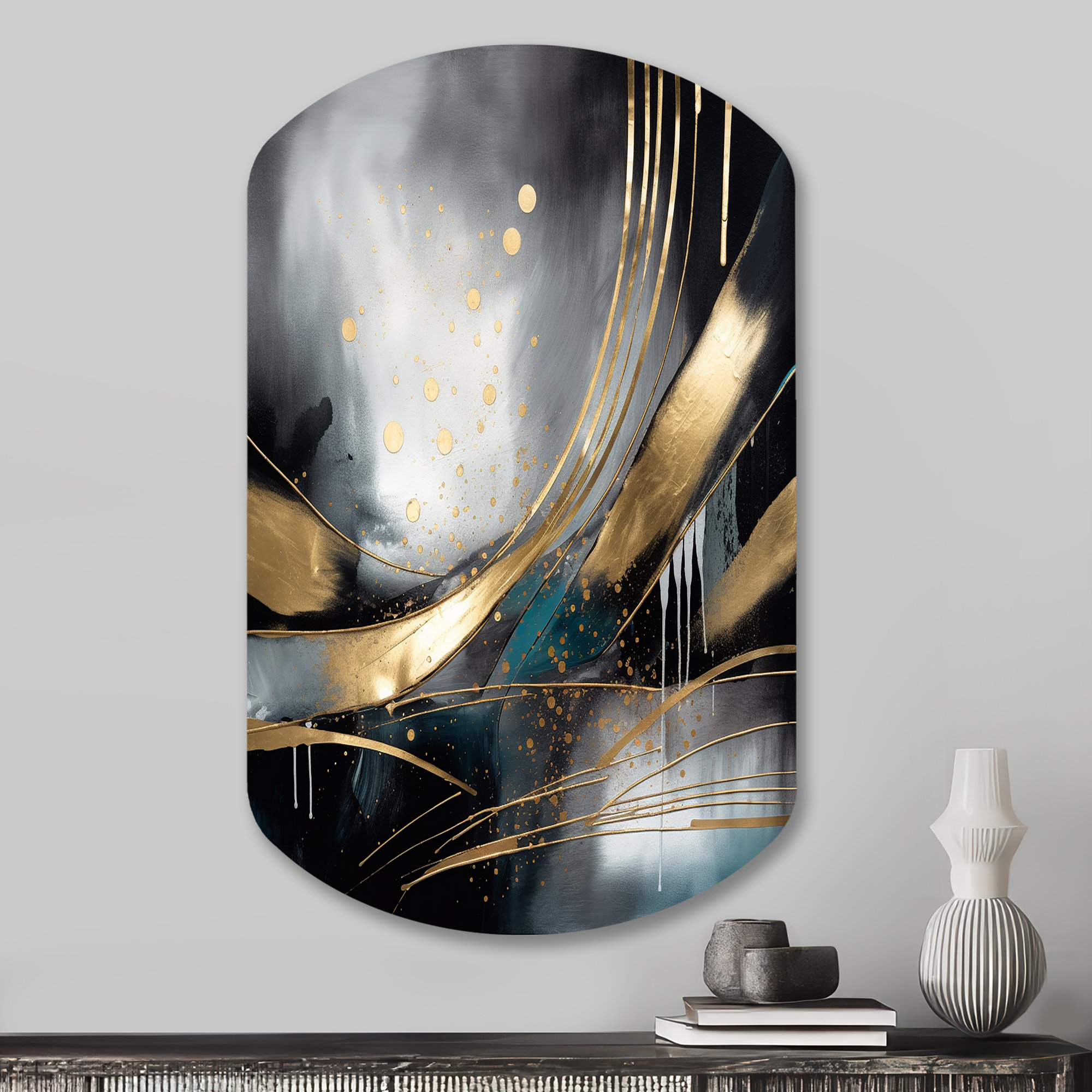 Design Art Shapes And Lines Abstract Marble II - Abstract Marble Cylinder Shape Metal Wall ...