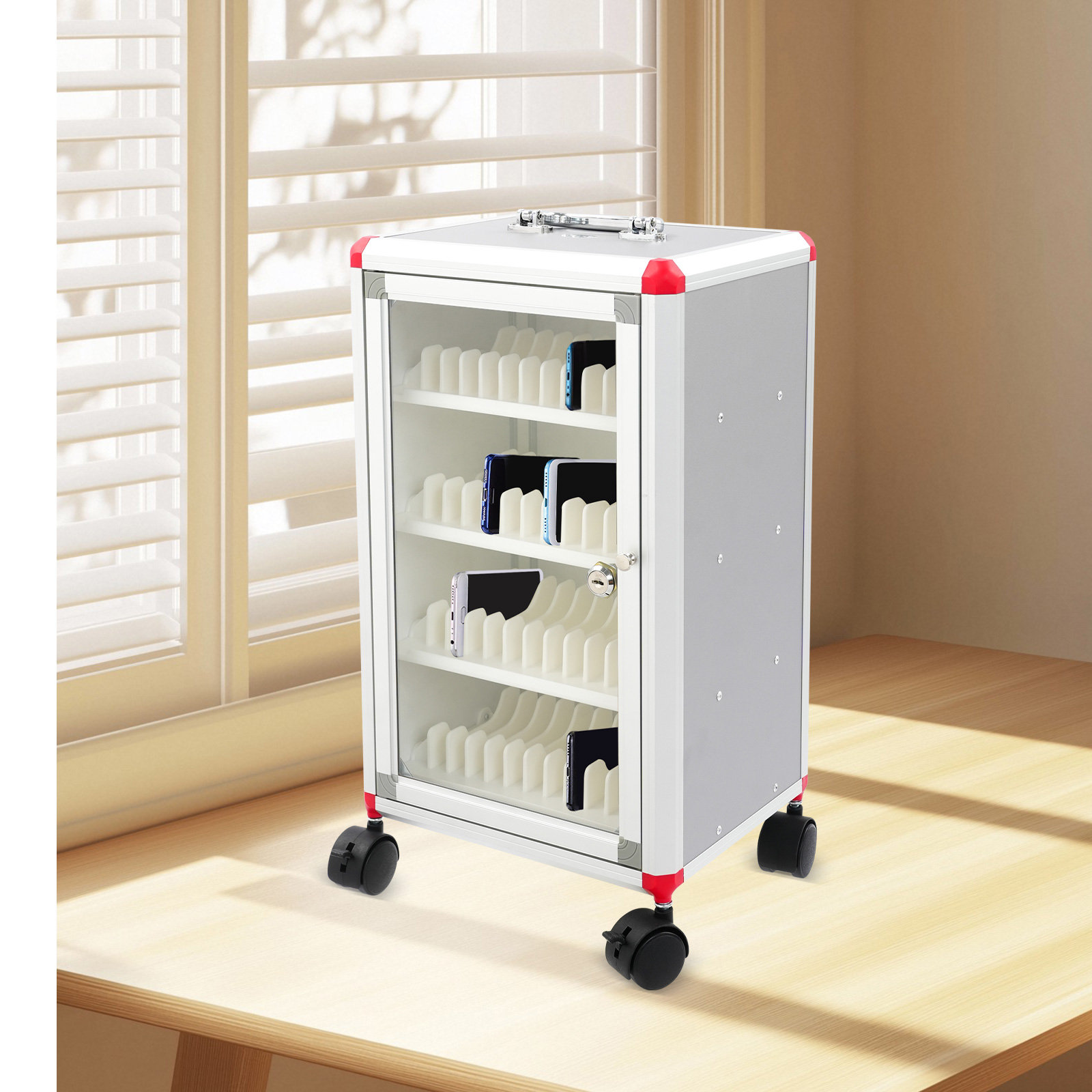 Latitude Run® 48 Slots Cell Phone Storage Cabinet With Wheels | Wayfair