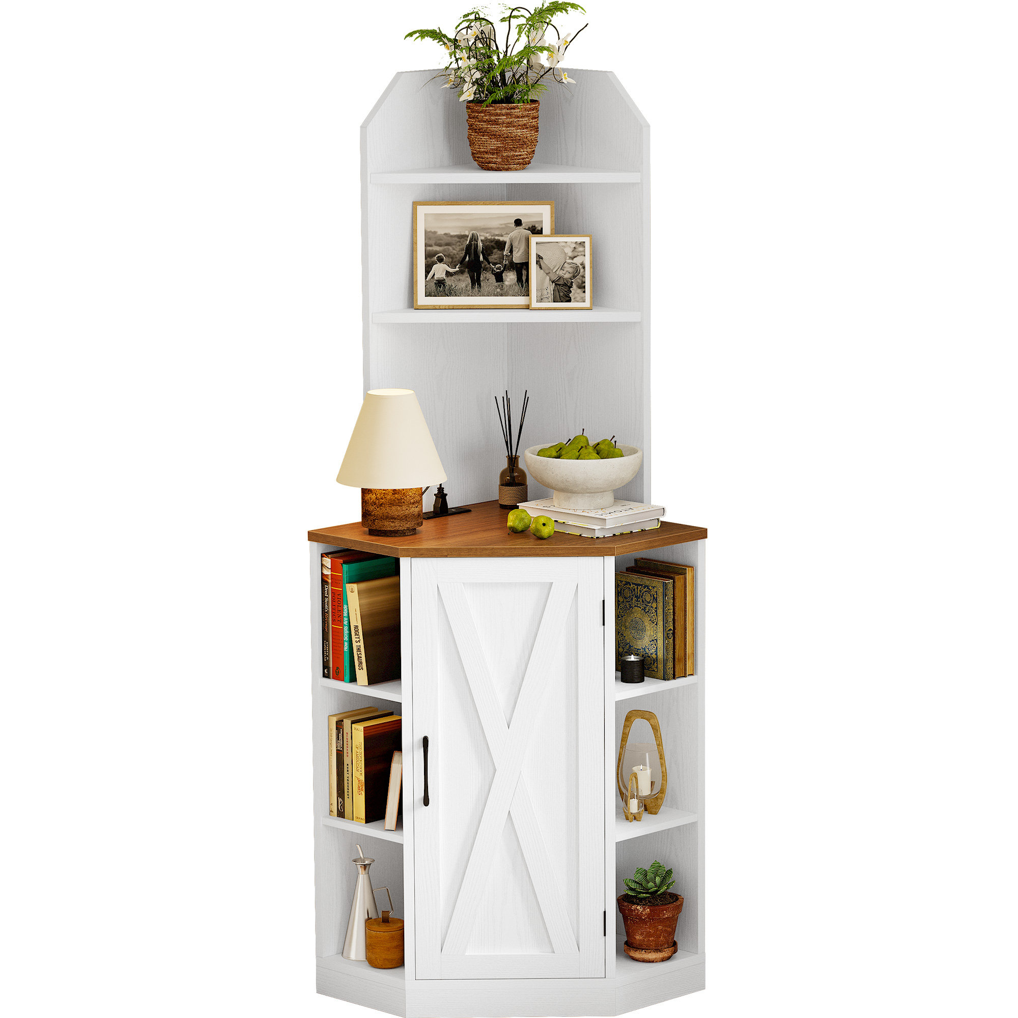 Ophelia & Co. Corner Cabinet, Farmhouse Corner Shelf With 2 Doors And 3 ...
