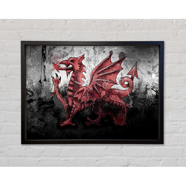 Happy Larry Welsh Dragon Grunge Framed Print | Wayfair.co.uk