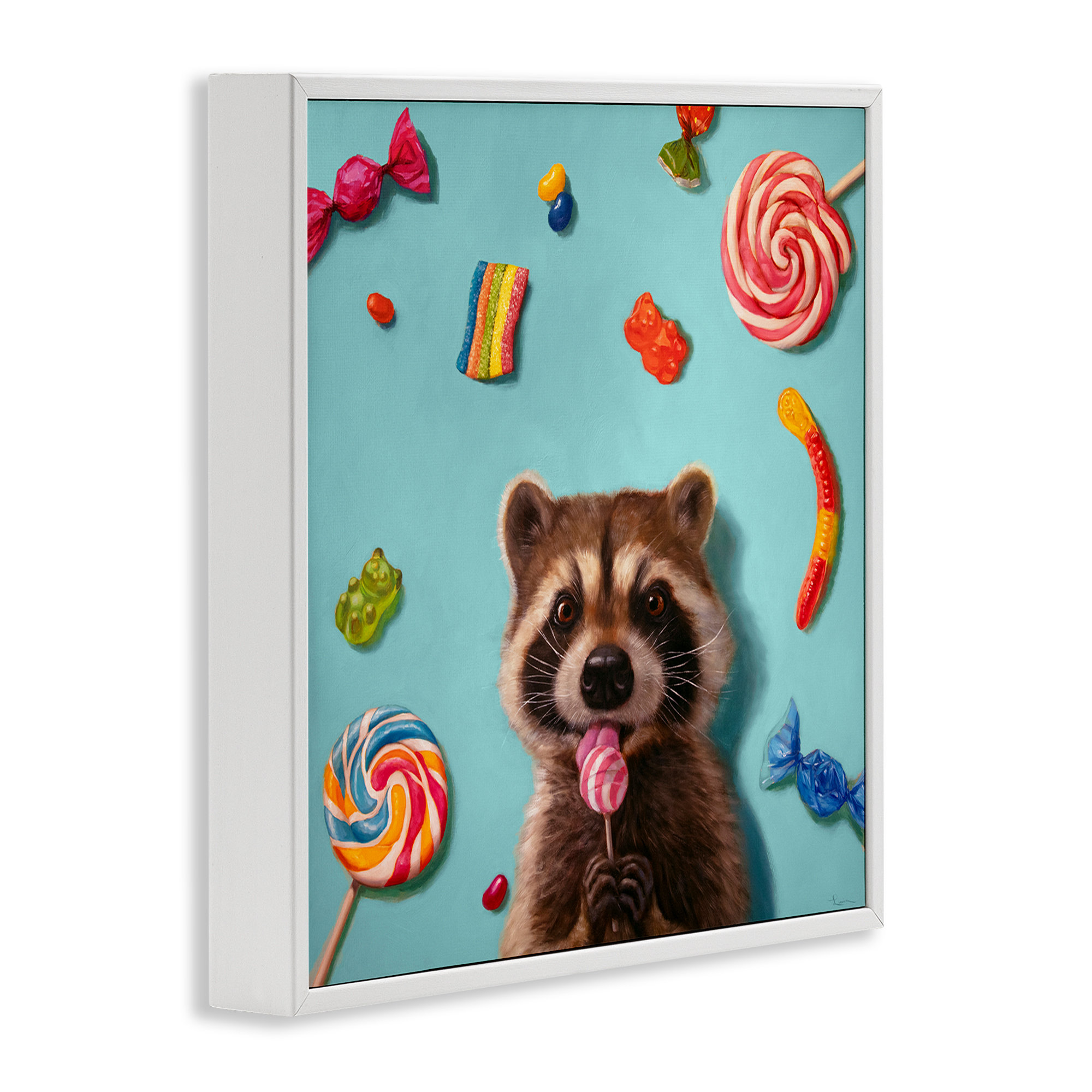 Dakota Fields Raccoon & Sweets Candies Framed Giclee Art by Lucia ...