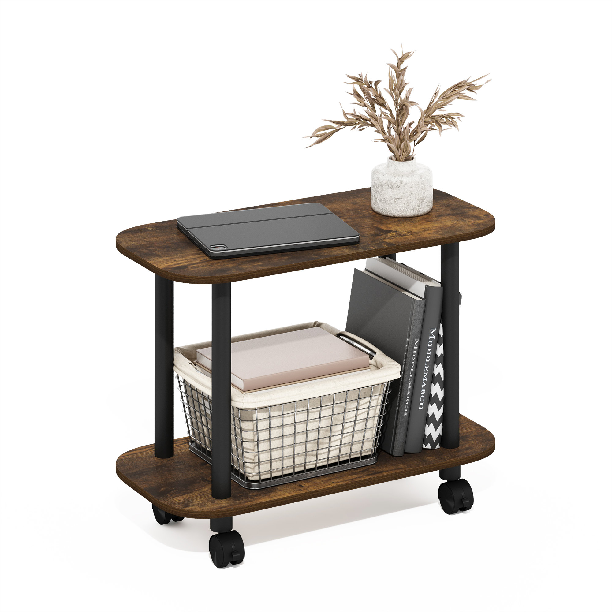 Ebern Designs Creekside Modern Oval End Table, Side Table with Casters ...