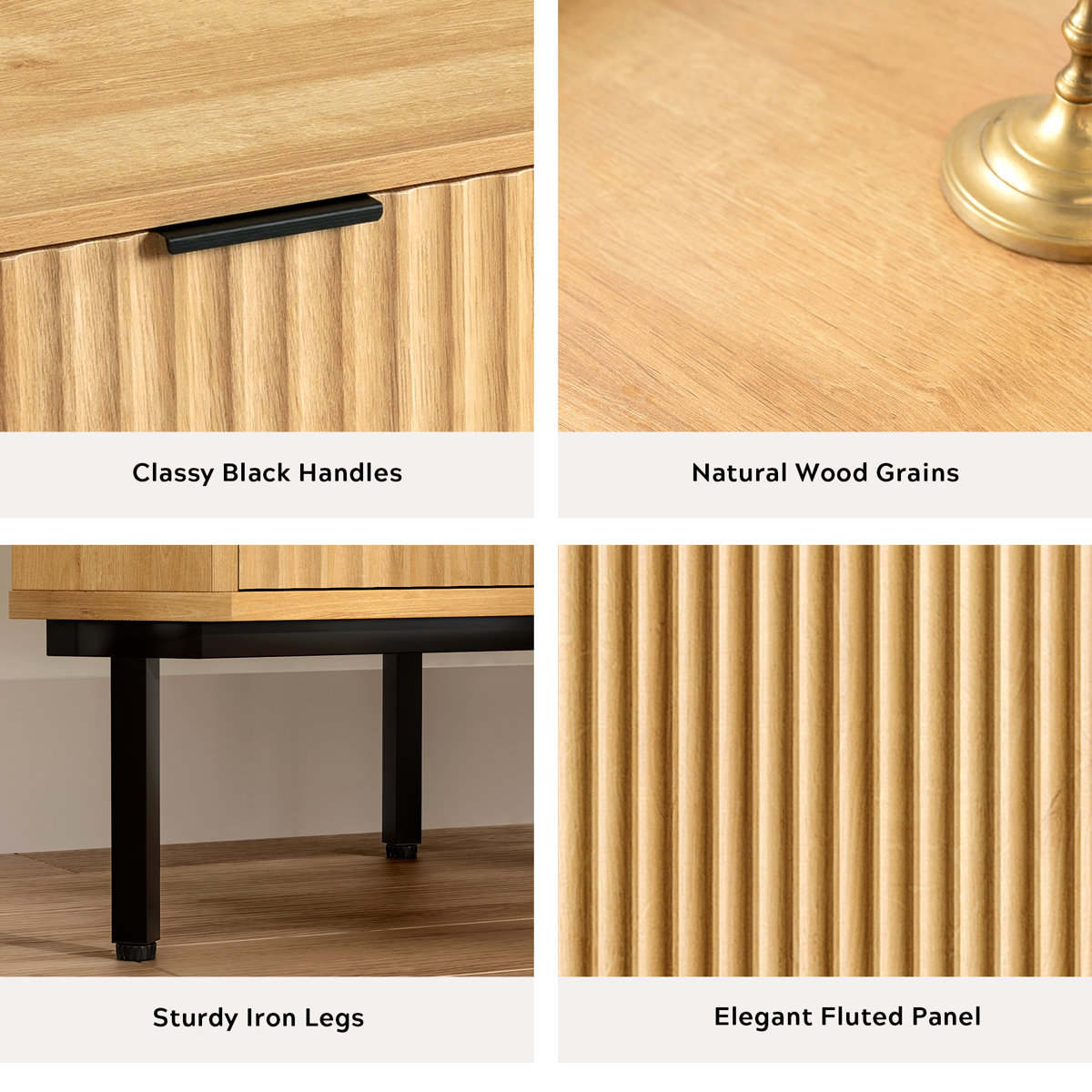 Ebern Designs Fluted Corner Cabinet With 2 Doors And 2-Tier Shelves ...