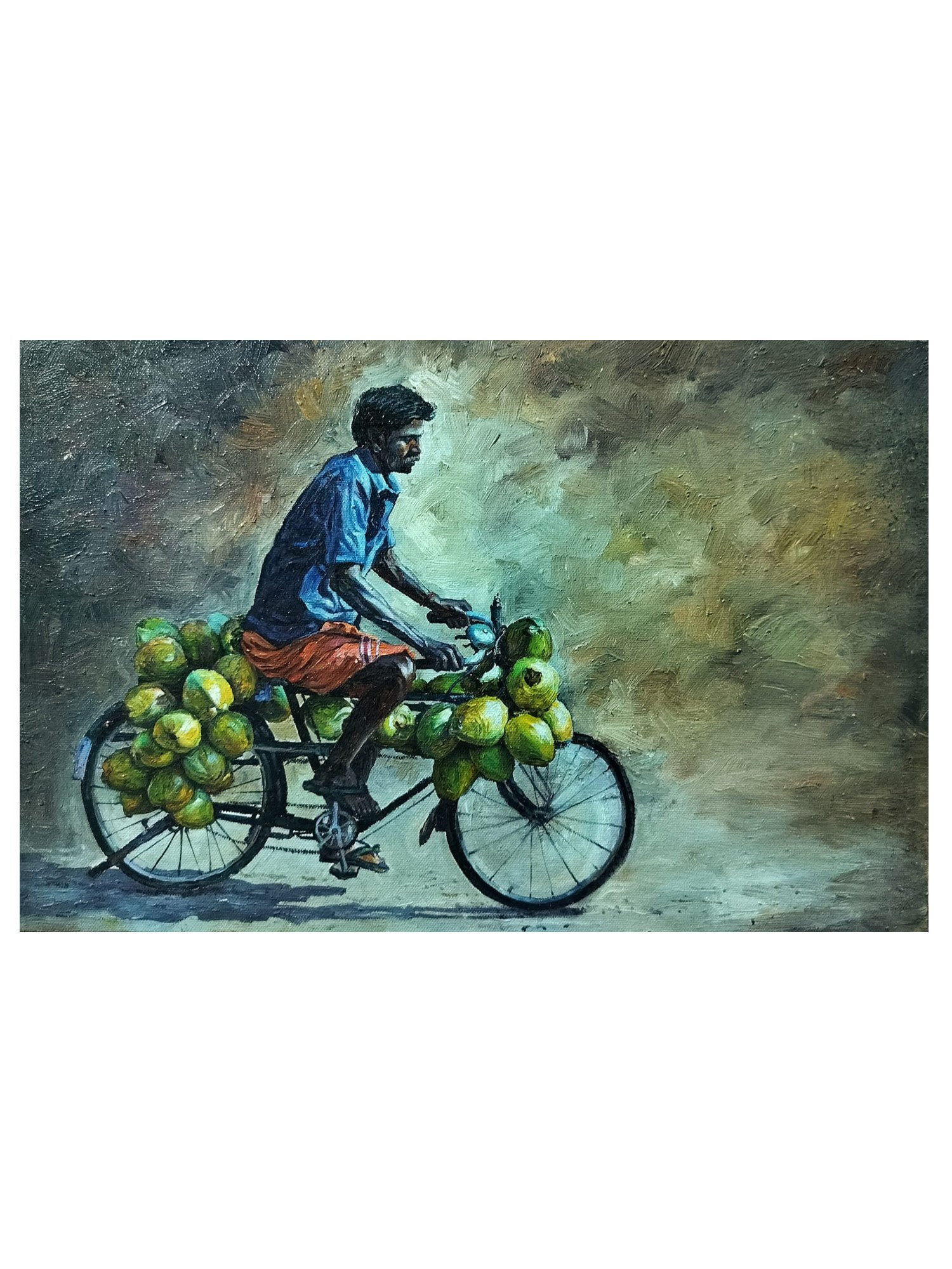 Red Barrel Studio® Coconut Seller On Cycle | Watercolor On Paper | By ...