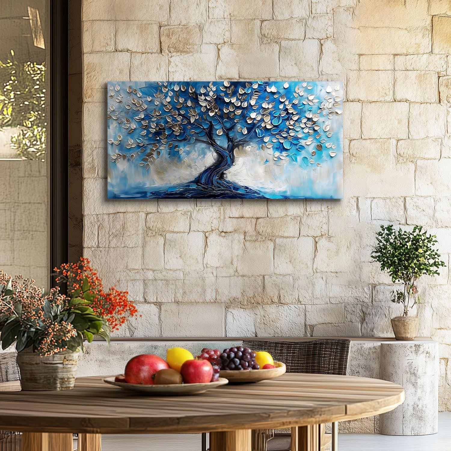 Red Barrel Studio® Tree Of Life Large Wall Art, Blue Tree Painting ...