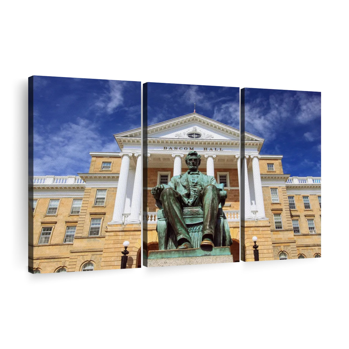 Latitude Run® " Bascom Hall Lincoln Statue " 3 - Pieces on Canvas | Wayfair