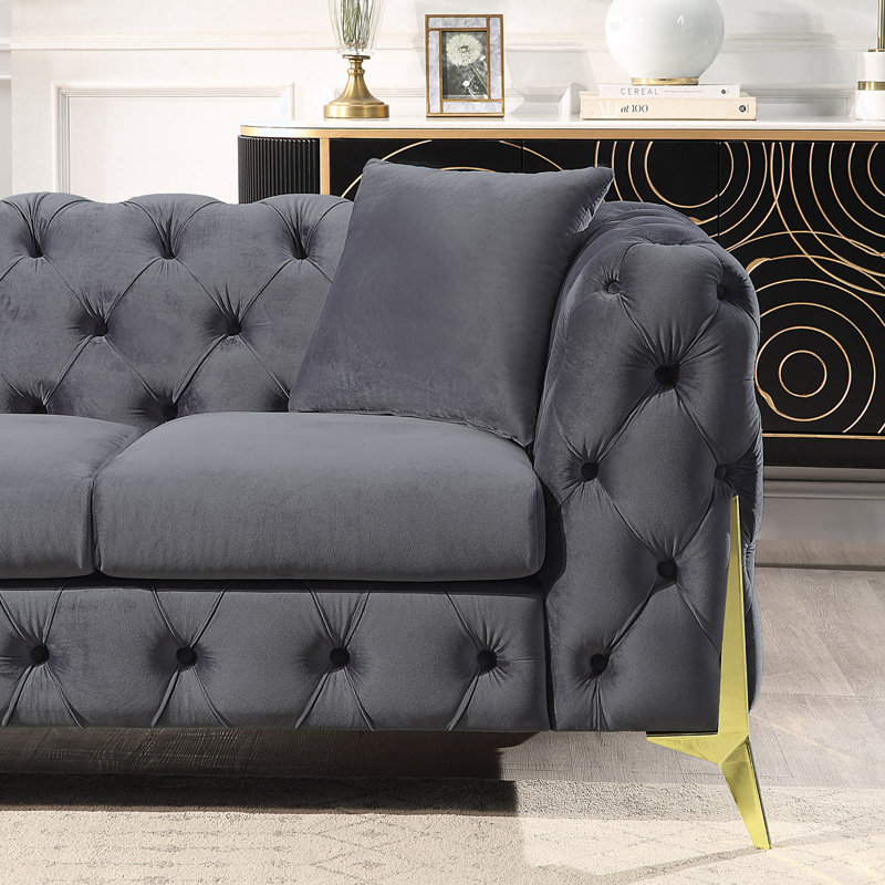 Mercer41 Nagma 89'' Velvet Round Arm Sofa | Wayfair