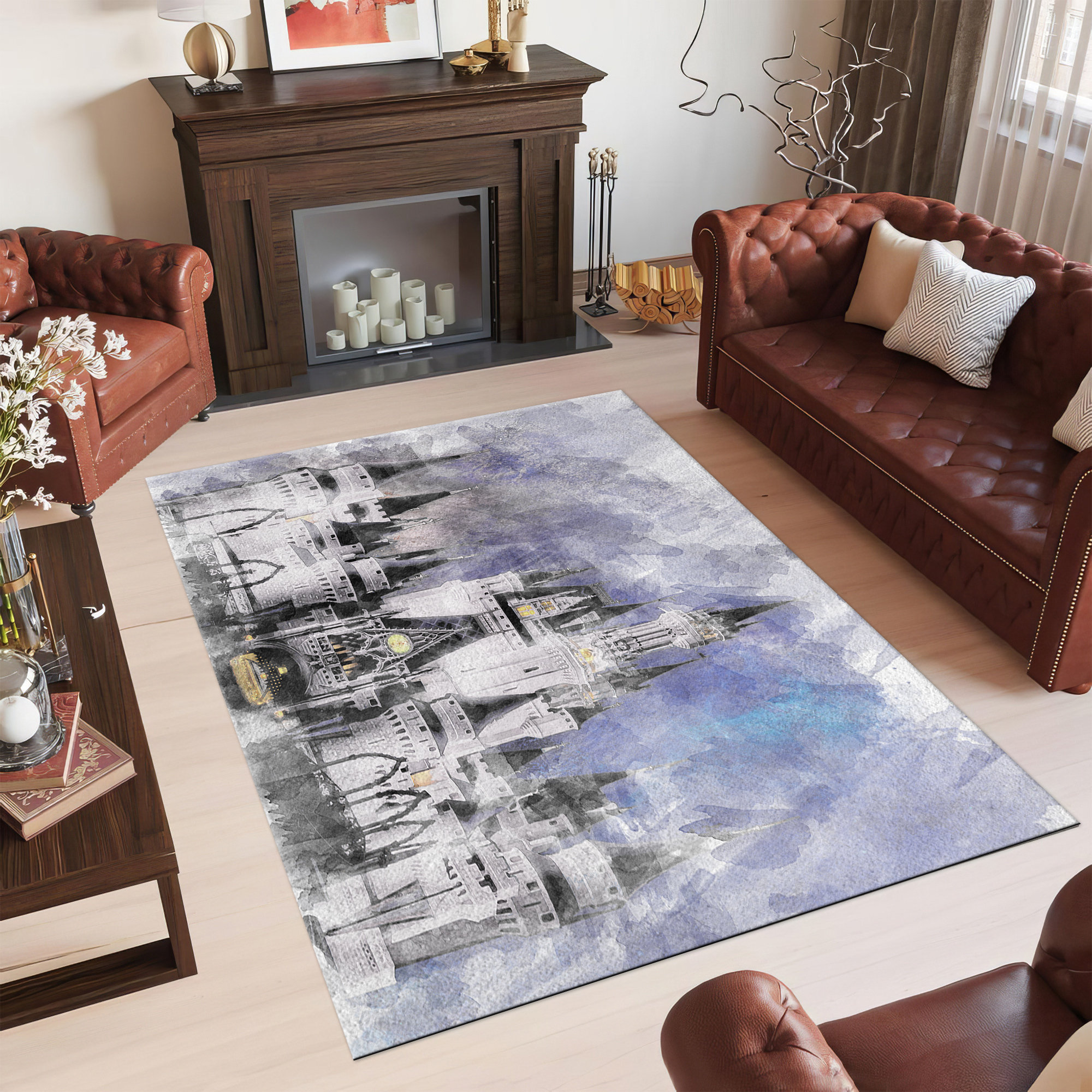 kayra export Non-Woven Soft Type Rug Featuring Vibrant Geometric ...