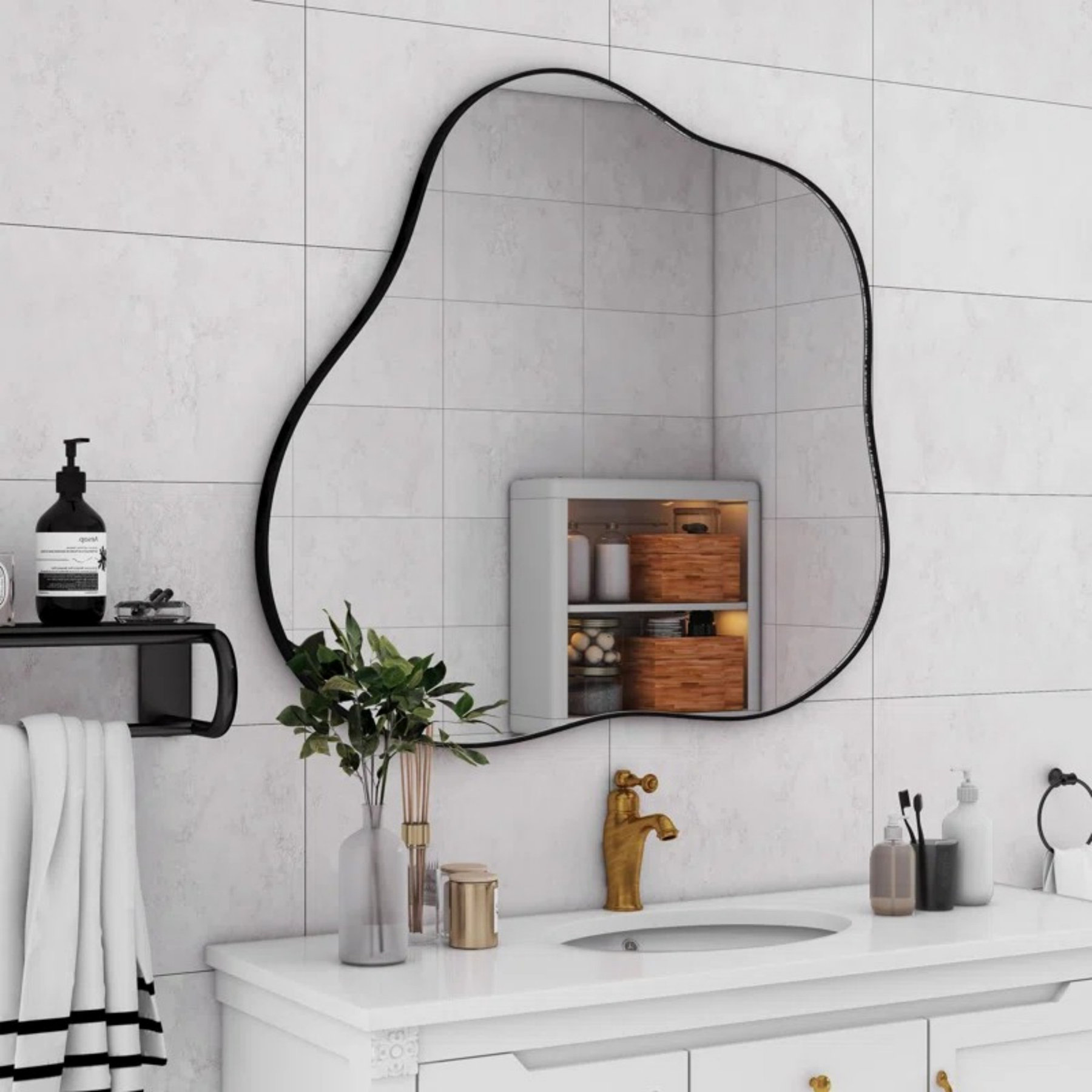 Ivy Bronx Irregular Cloud-Shaped Metal Accent Wall Mirror | Wayfair