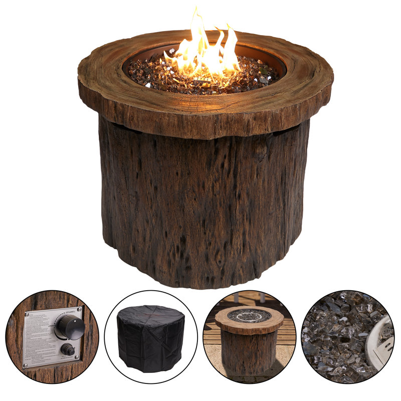 Alpine Wood Look 50K BTU Gas Fire Pit with Adjustable Flame & Reviews ...