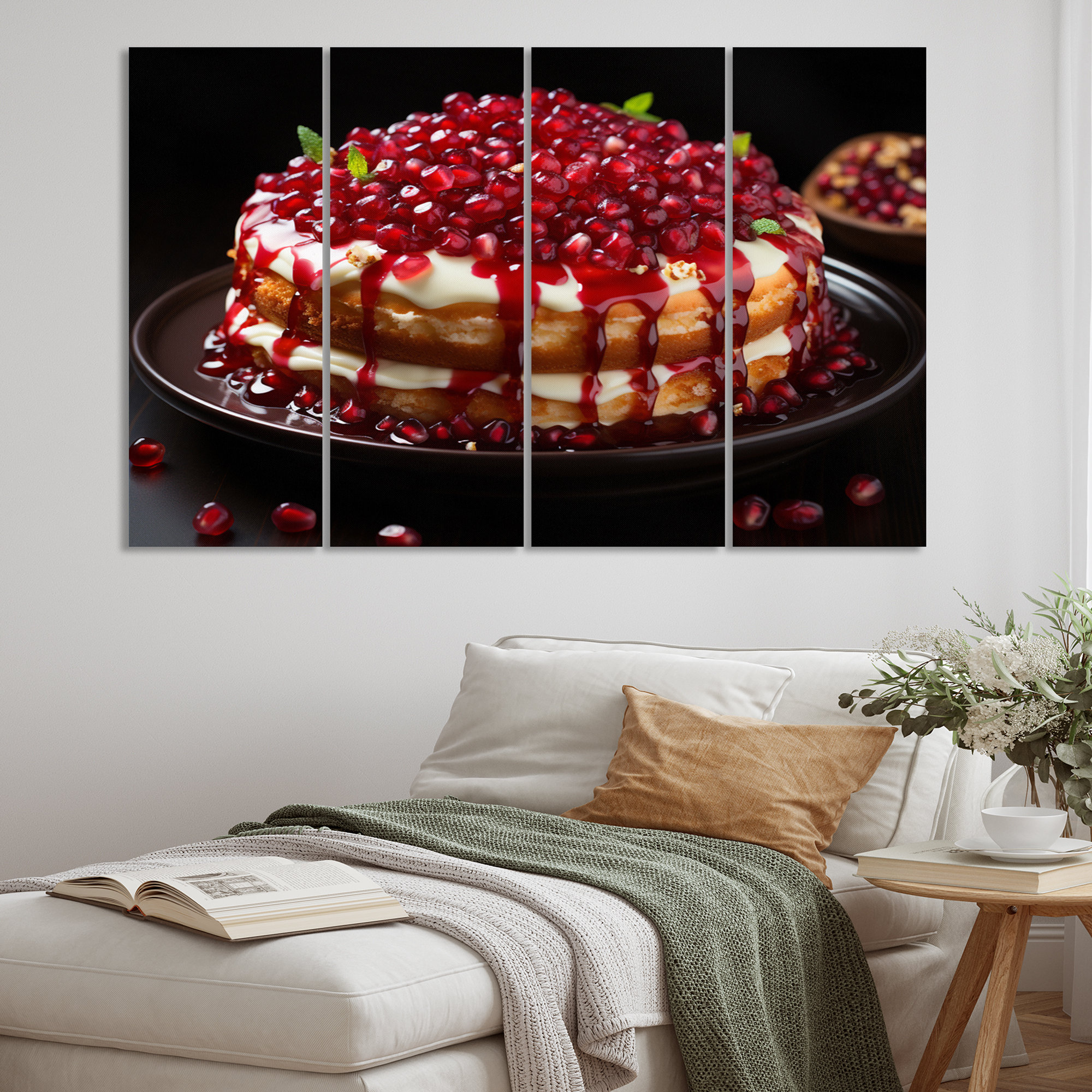Ebern Designs Pomegranate Cake Mmmmmmm I On Canvas 4 Pieces Print | Wayfair