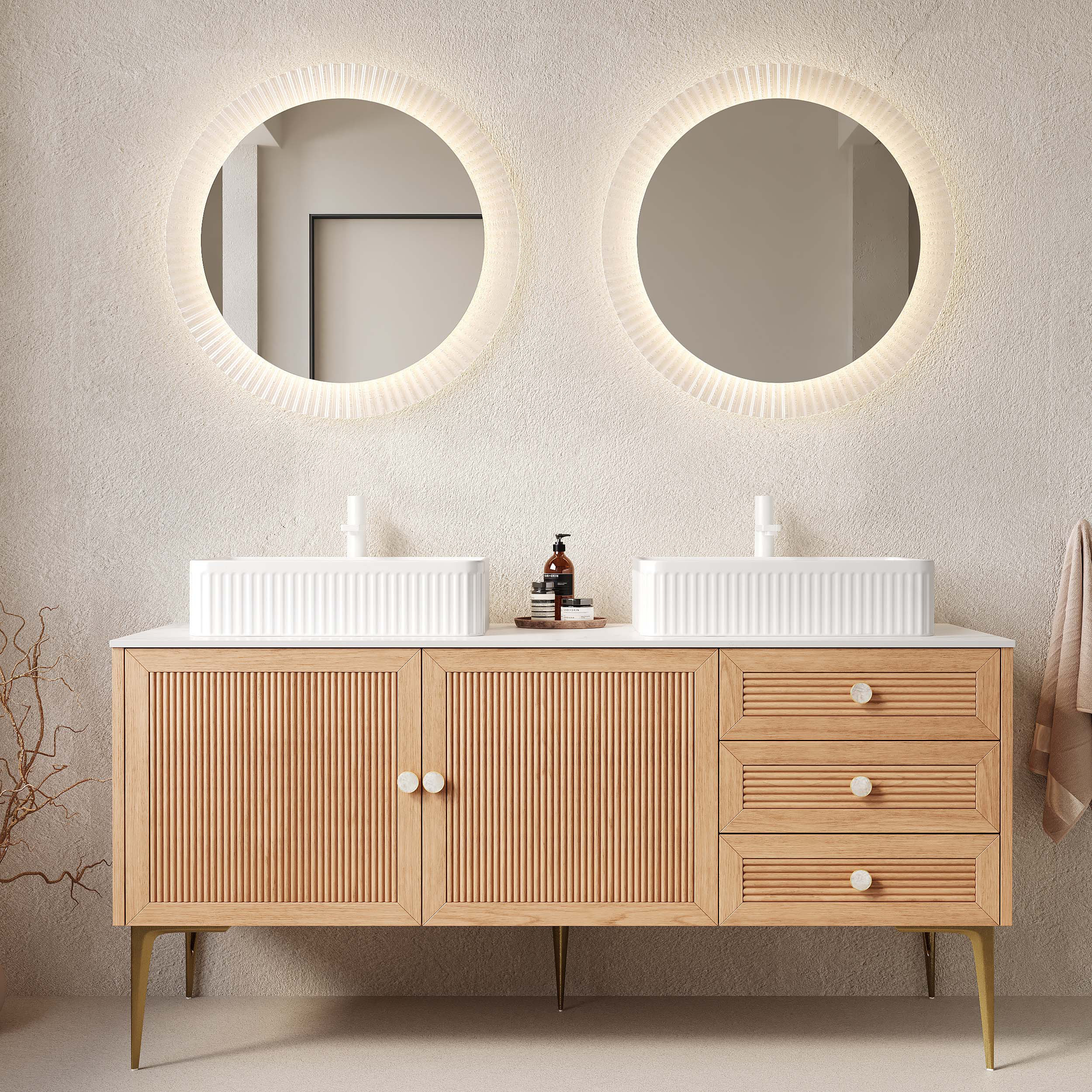 Bayou Breeze Bathroom Vanity with Sinks, Freestanding Storage Cabinet ...