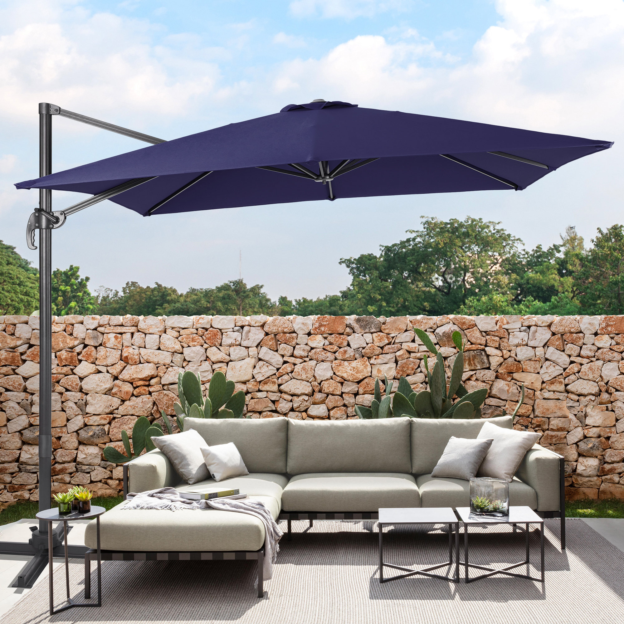Arlmont & Co. Ronmel 108'' Square Cantilever Umbrella | Wayfair