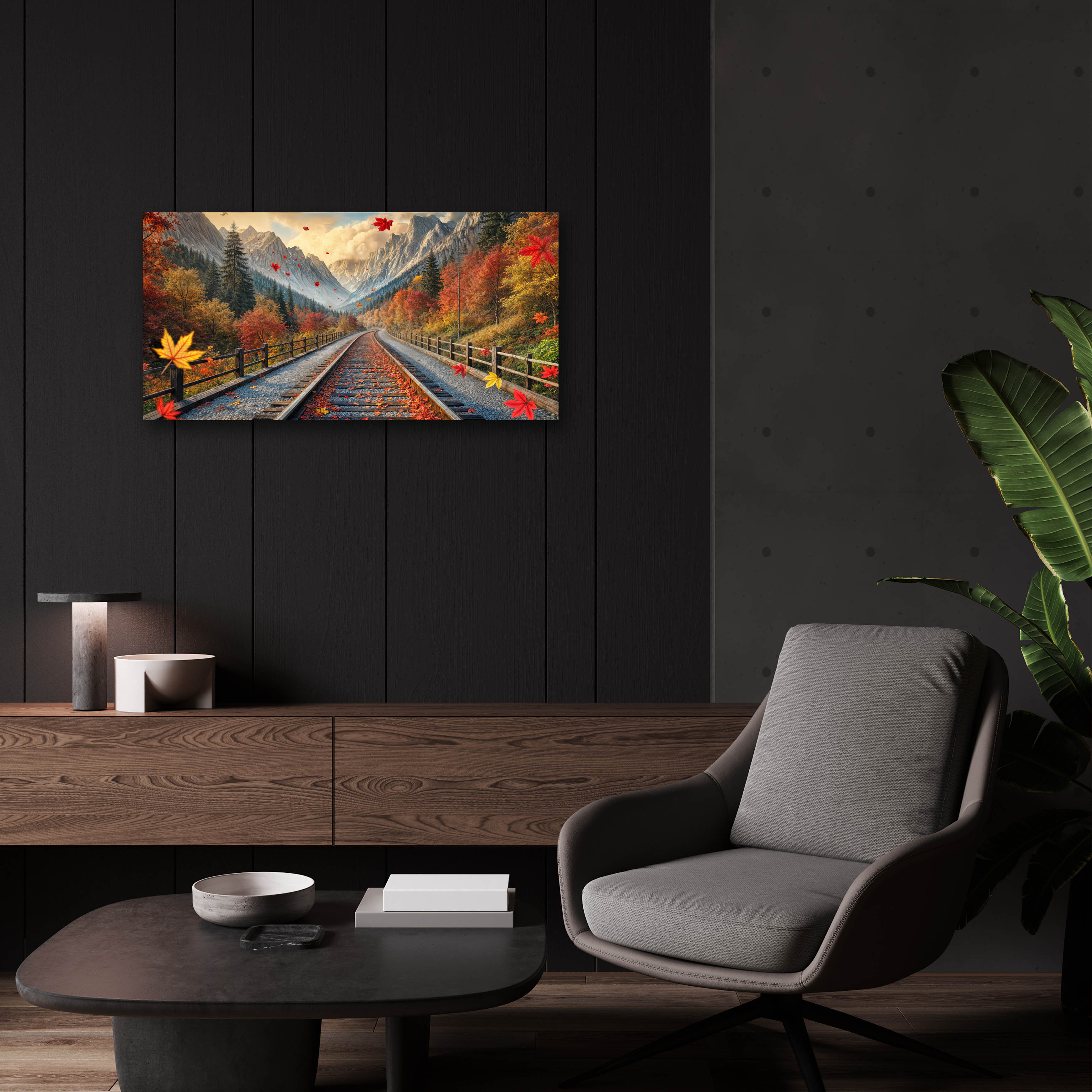 Millwood Pines Fall Railroad Landscape' by Rey Klimt Acrylic Glass Wall ...