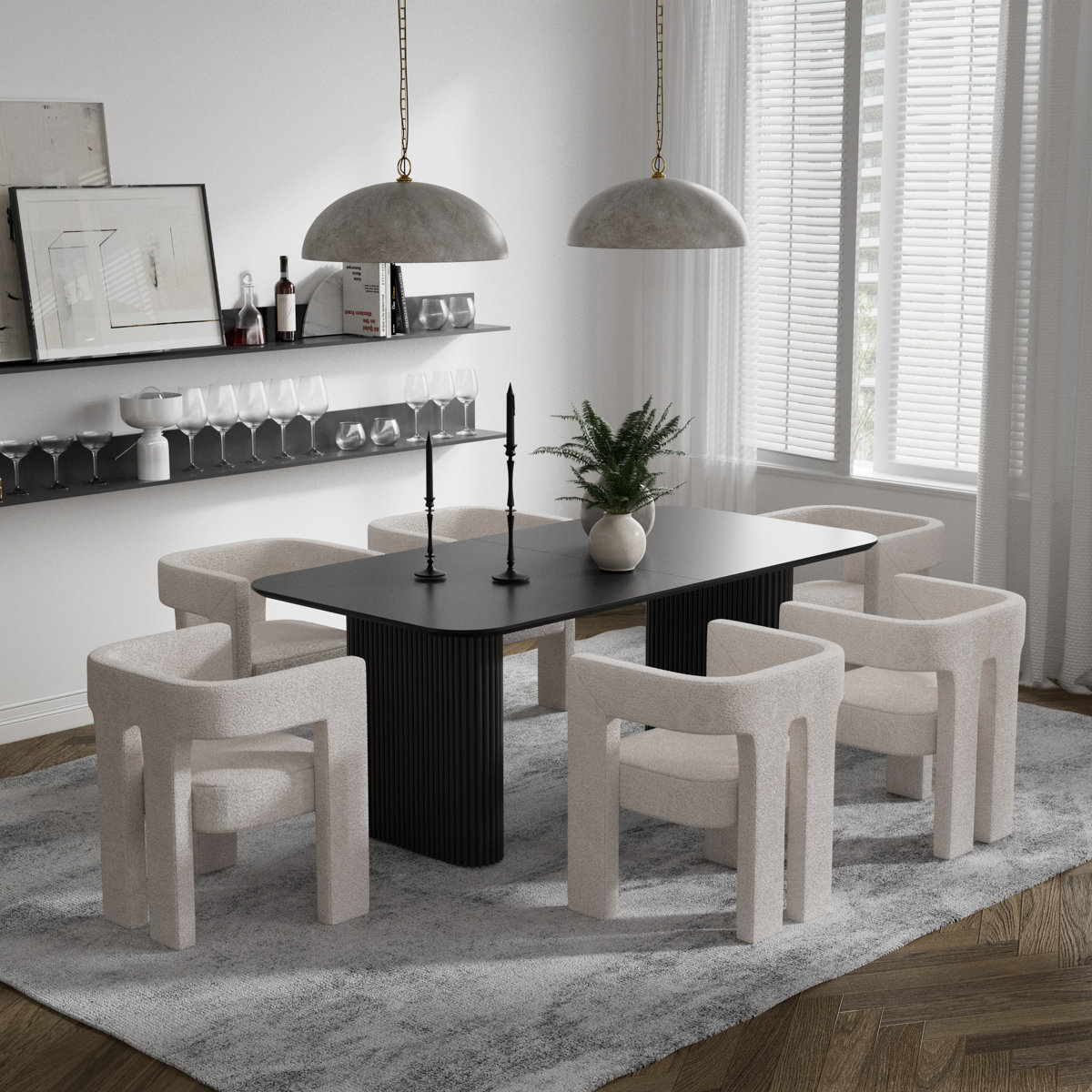 Brayden Studio® Modern 70.9 " Rectangular Double Pedestal Dining Table ...