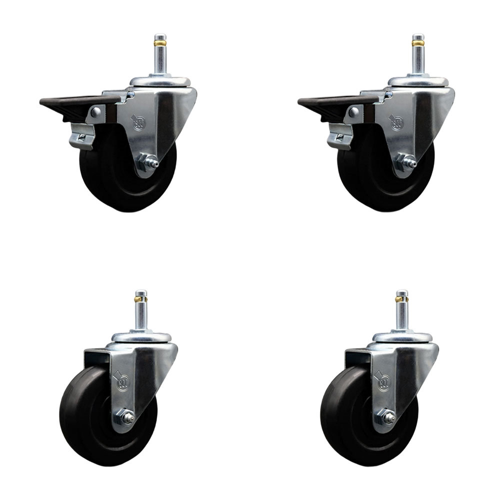 Service Caster Hard Swivel Grip Ring Stem Caster Set 2 Brakes | Wayfair