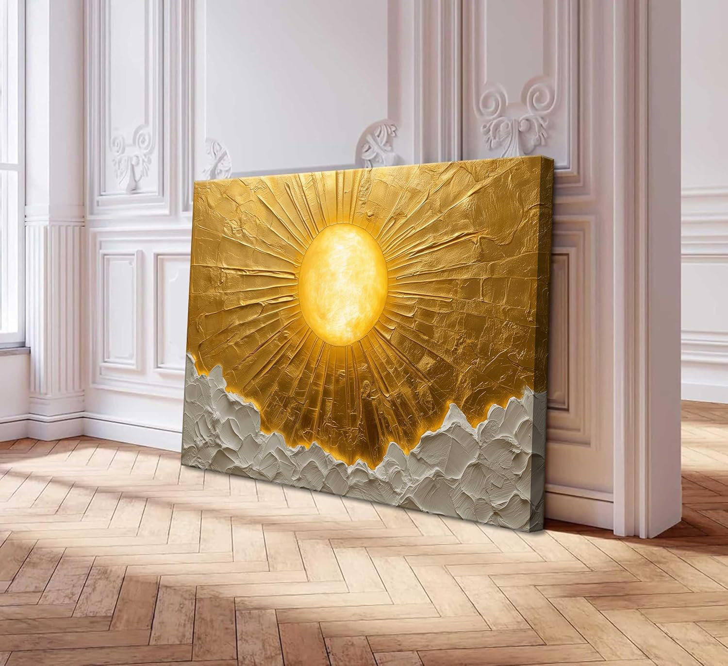 Everly Quinn Boho Sun Canvas Wall Art Bohemia Minimalism Golden ...