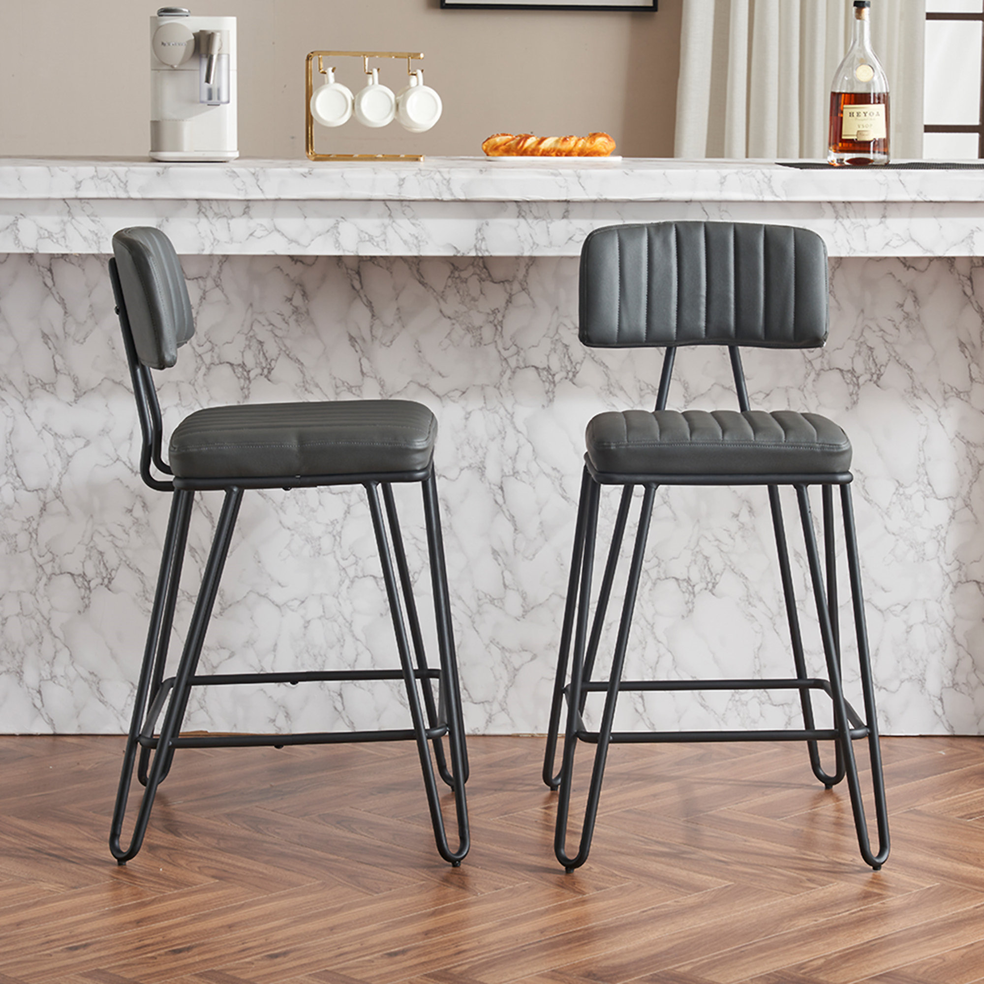 17 Stories Industrial Bar Stools Set Of 2 Only Chairs, Not Including ...