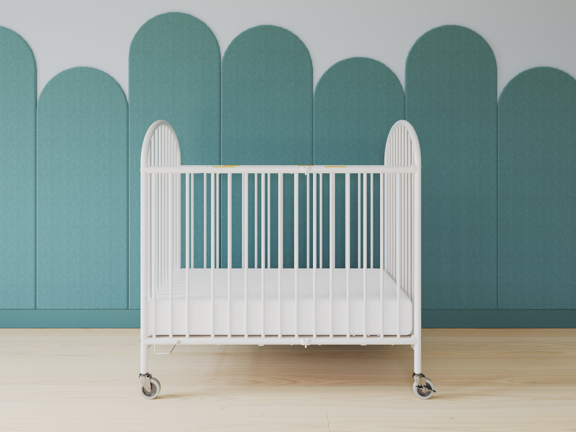 Foundations Pinnacle Folding Metal Crib with Mattress | Wayfair