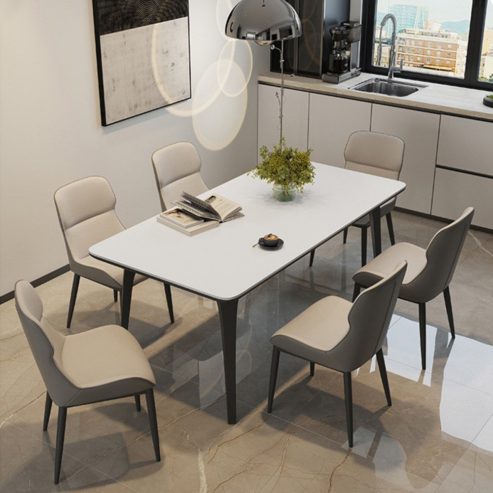 StyleCrafted Furniture 6 - Person White+Black Rectangular Steel ...