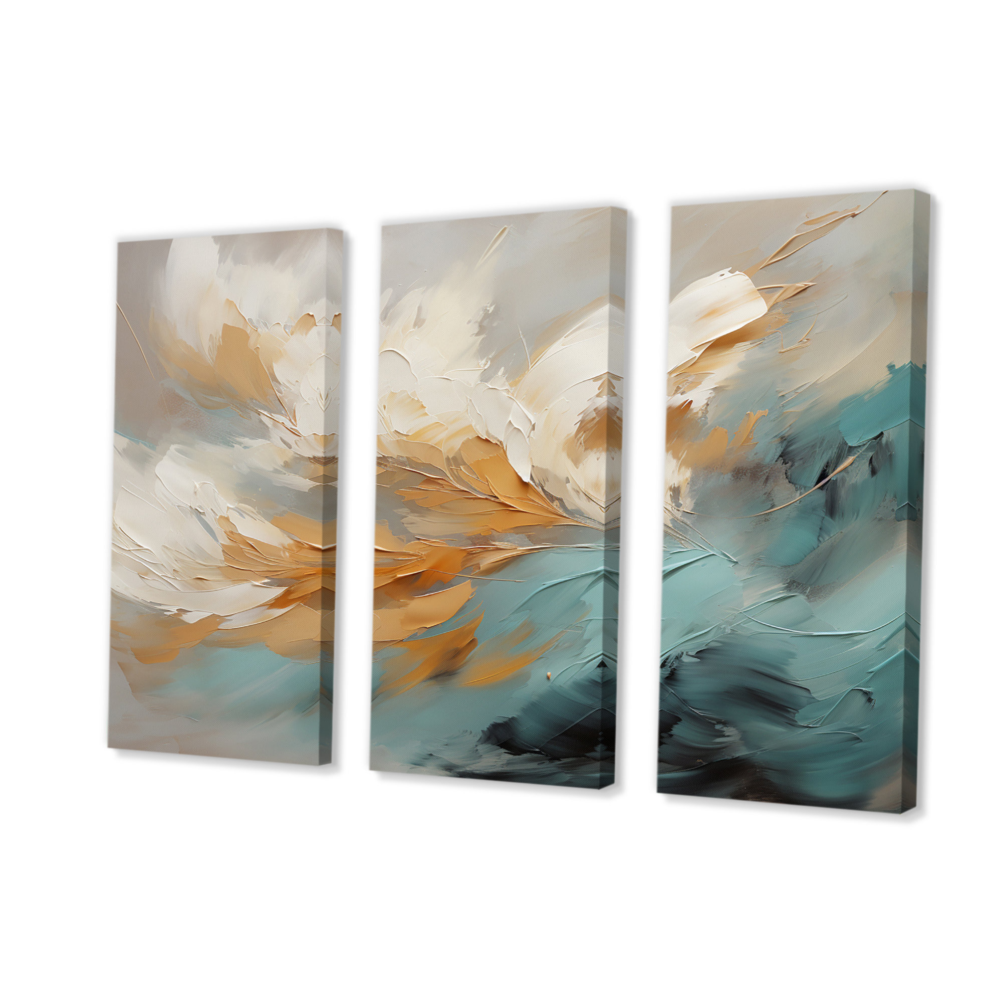 Mercer41 Joy Of Peace Abstract Light Blue Gold Painting - Abstract Wall ...