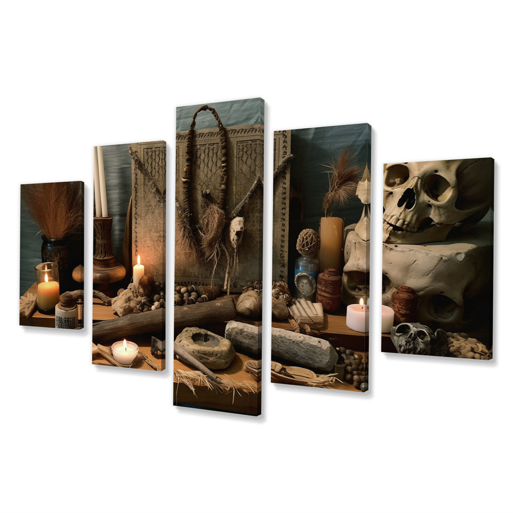 Lark Manor™ Altar With Sacred Objects I - Christianism Canvas Art Print - 5 Panels | Wayfair