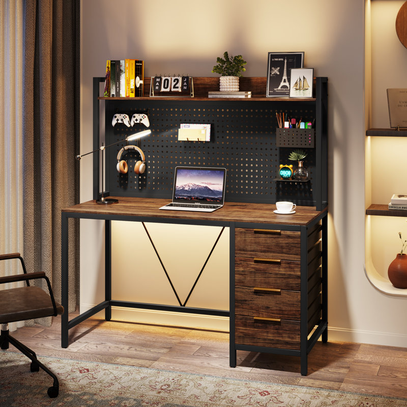 17 Stories 47.24'' W Rectangle Computer Desk with Hutch | Wayfair