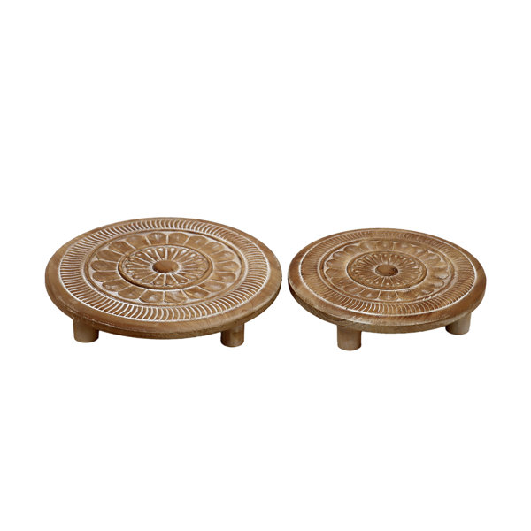 Ophelia & Co. Set of 2 Round Wooden Display Risers, Farmhouse Wood ...