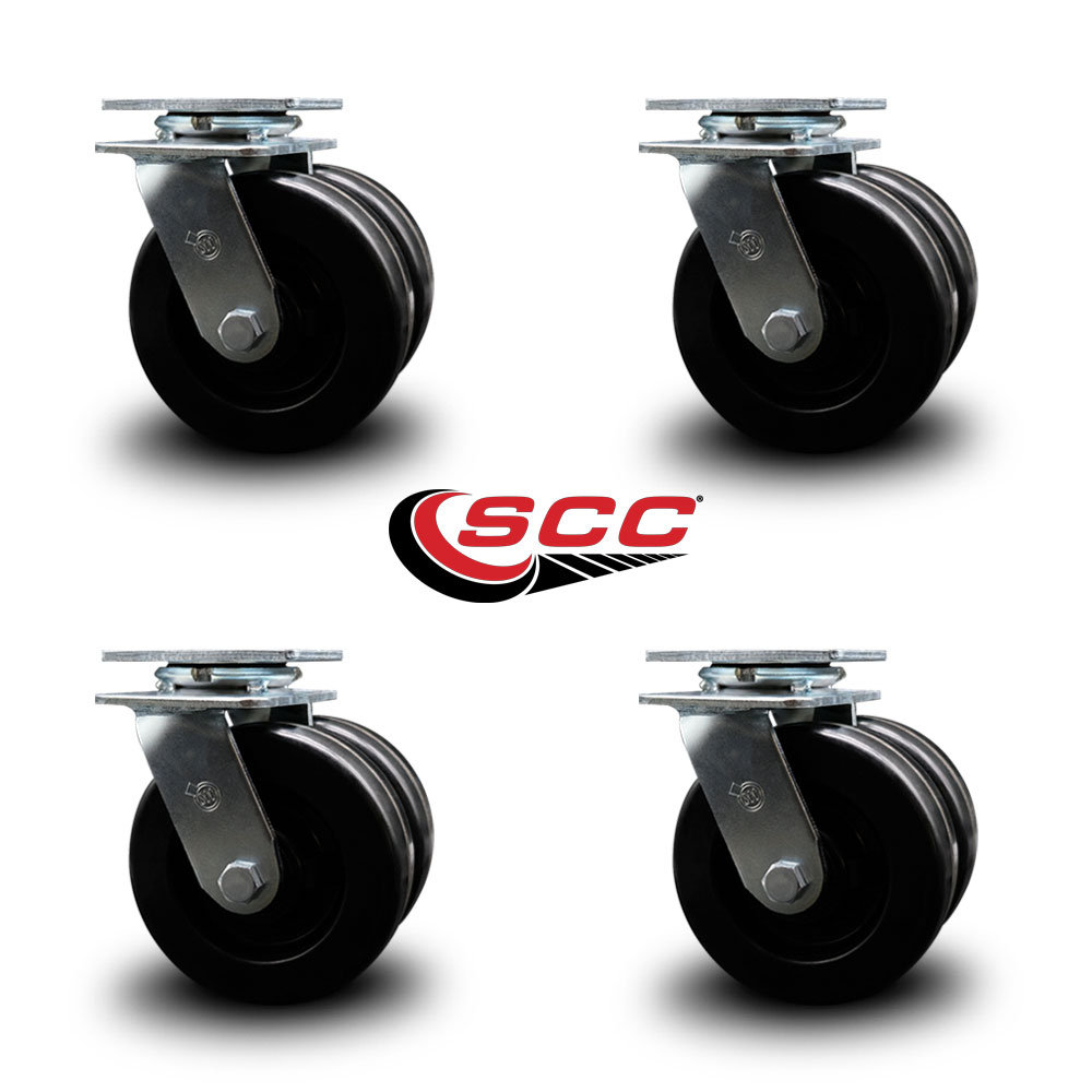 Service Caster 6 Inch Dual Phenolic Wheels Swivel Caster Set with Ball ...