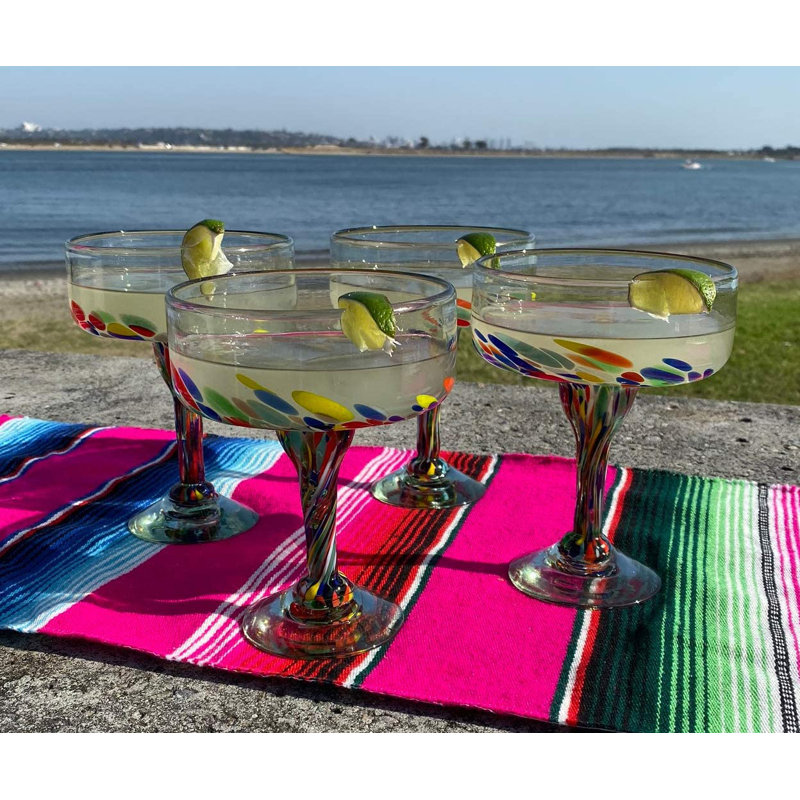 Orren Ellis Gracehill Mexican Hand Blown 16 oz. Margarita Glasses ...