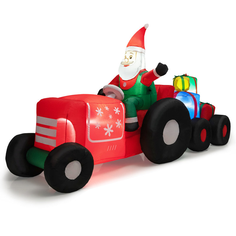 The Holiday Aisle® Santa Claus Driving Tractor Inflatable & Reviews ...
