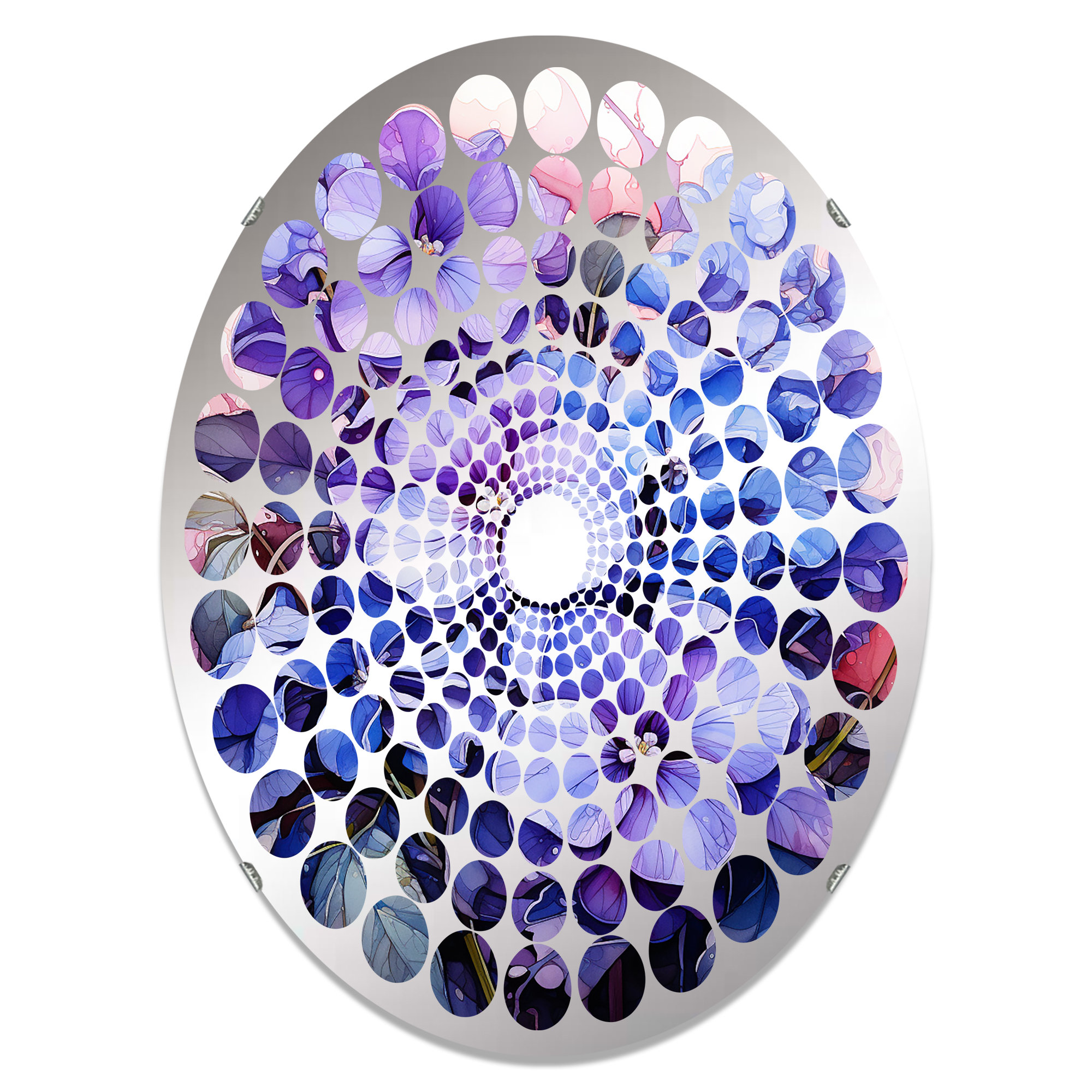 Design Art Violets Surreal Enchantment - Radial Dot Decorative Mirror ...
