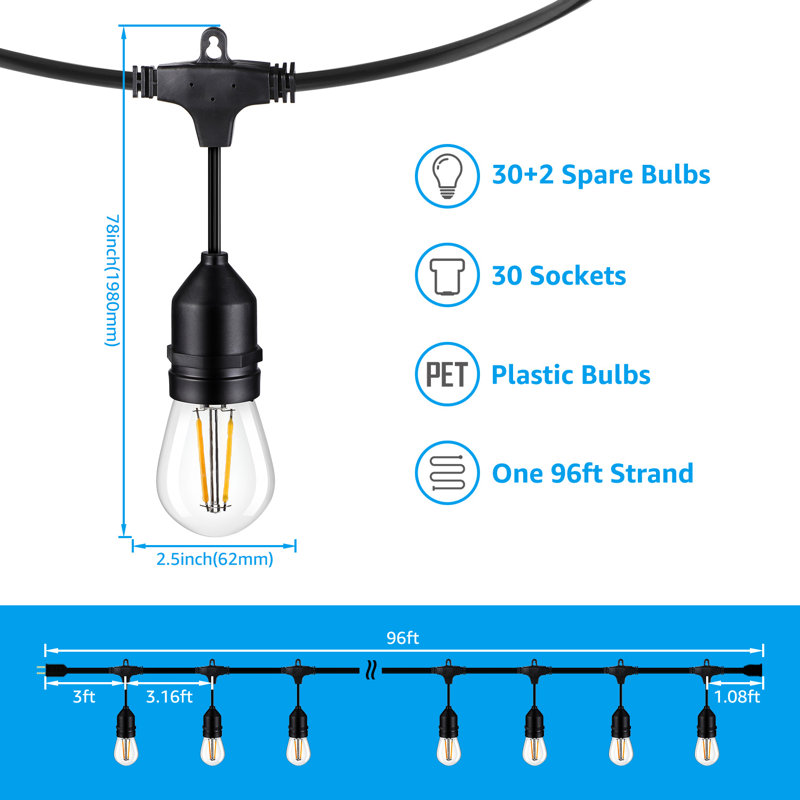 17 Stories Detwan 30 - Bulb 1152'' Plug-in String Light | Wayfair