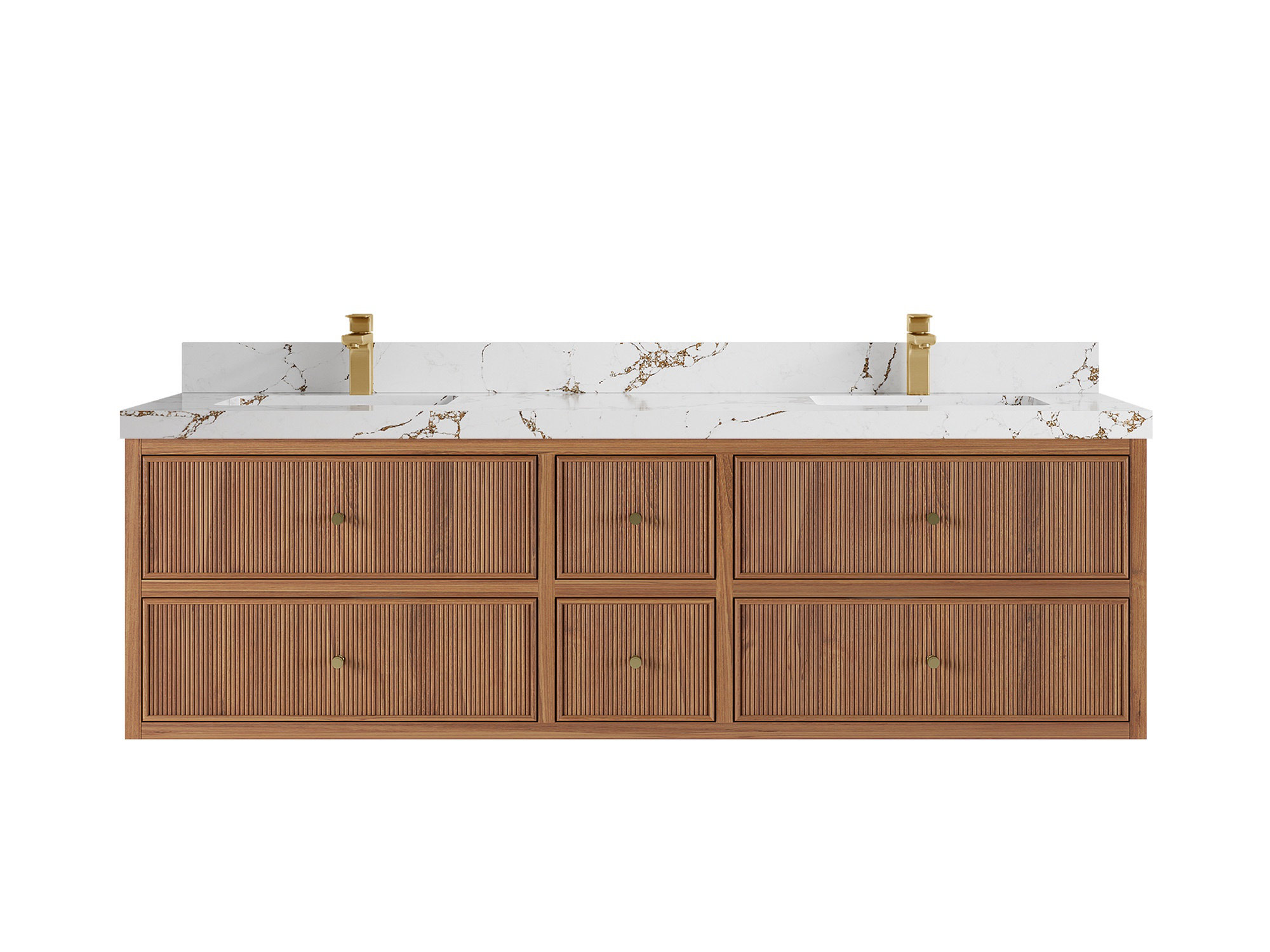 Willow Collections Sonoma Floating Teak 72'' Double Bathroom Vanity ...