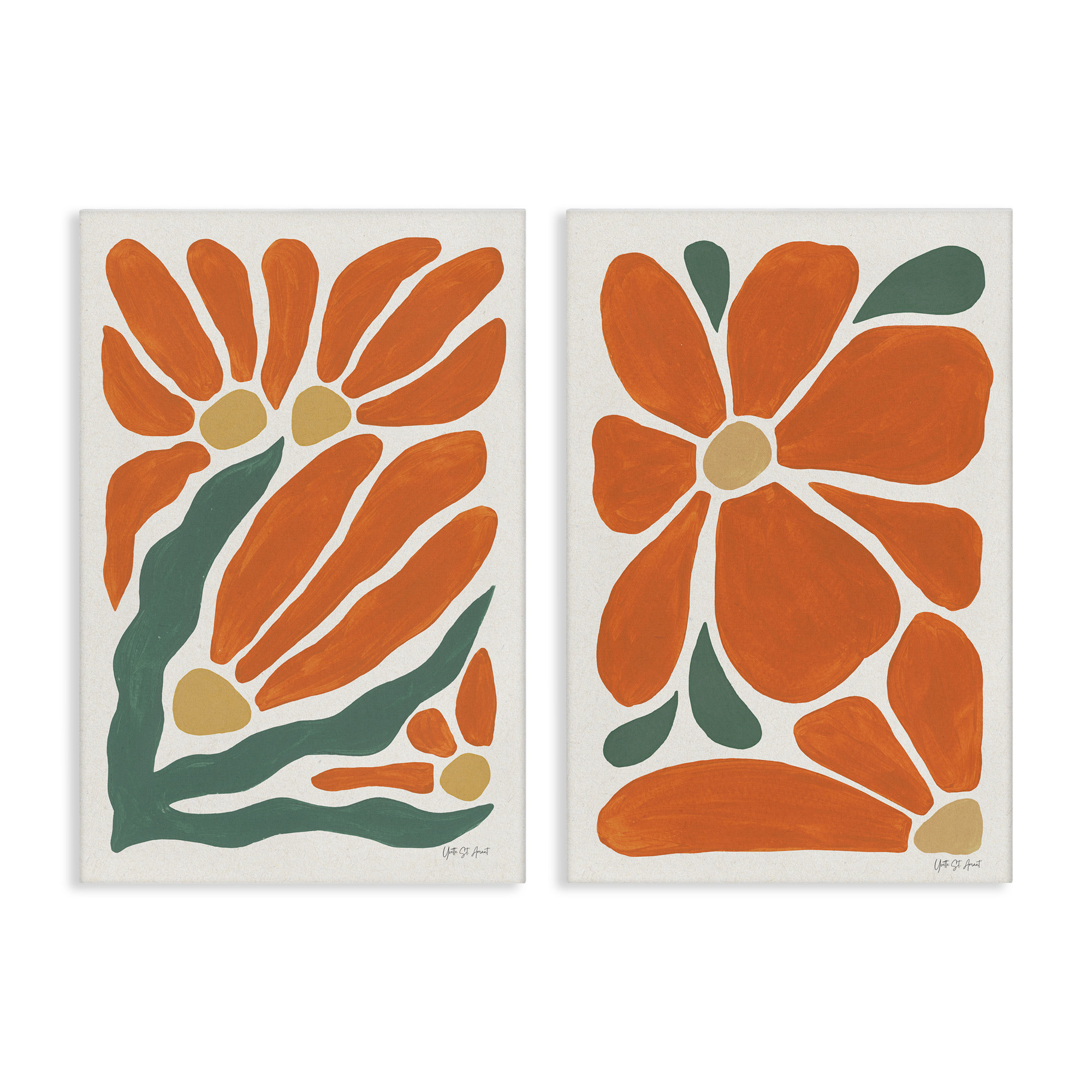 George Oliver Midcentury Flower Abstracts 2pc Canvas Set, design by ...