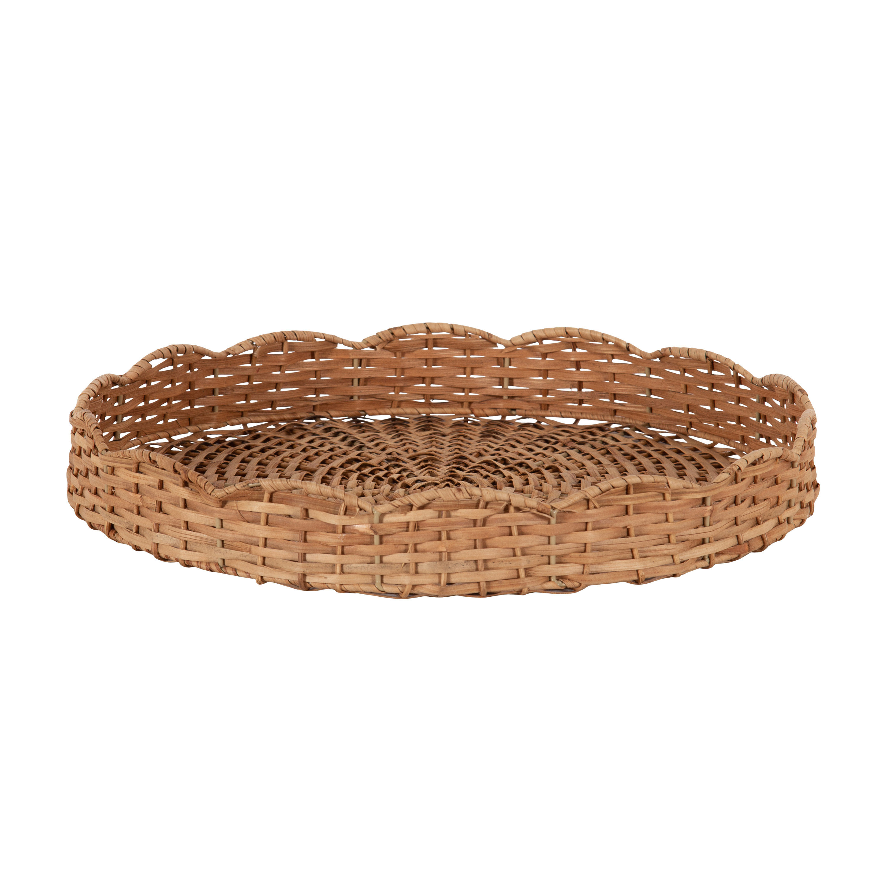 Bay Isle Home™ Scalloped Round Rattan Tray | Wayfair