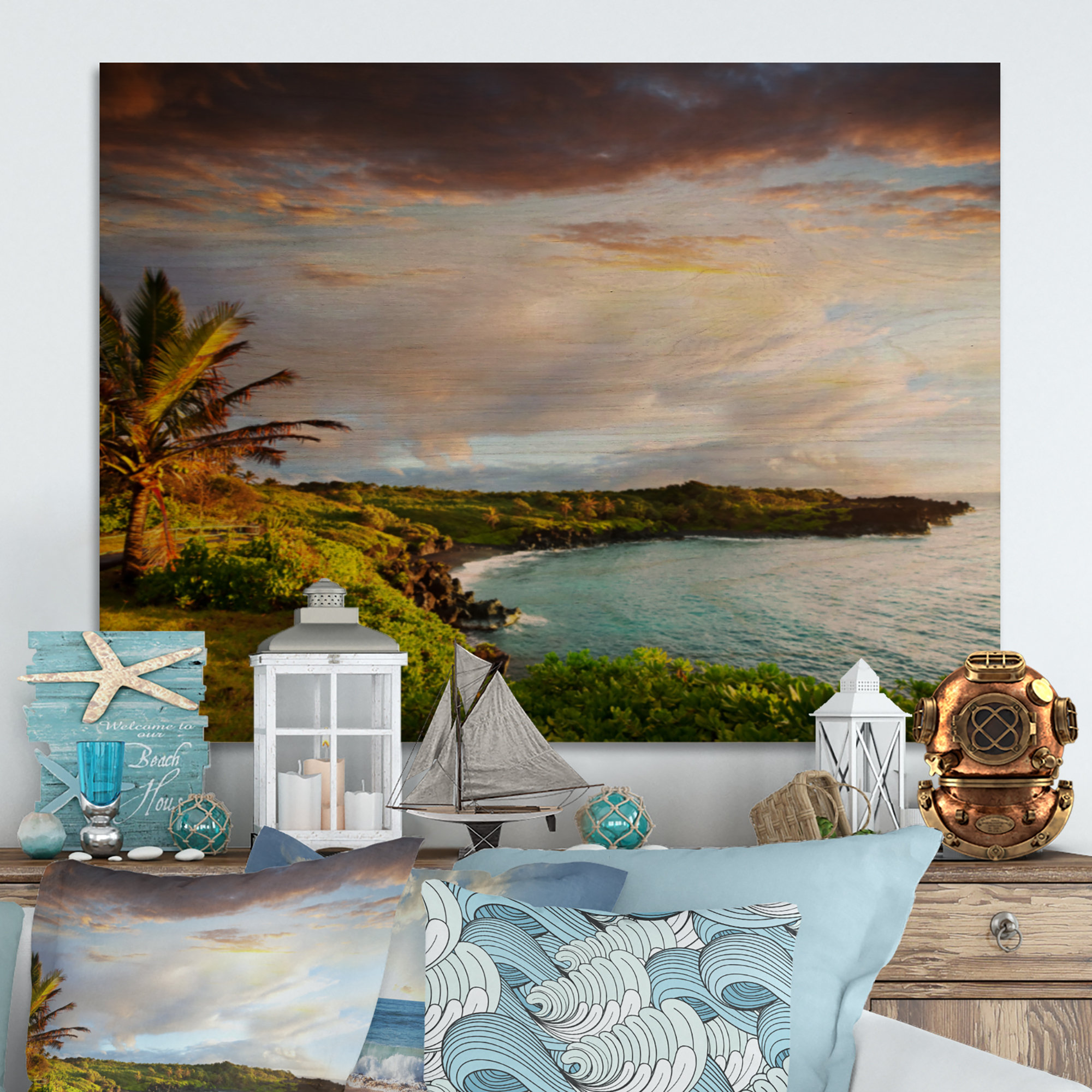 Bay Isle Home™ Hawaii Oahu Island - Tropical Wood Wall Art - Natural ...