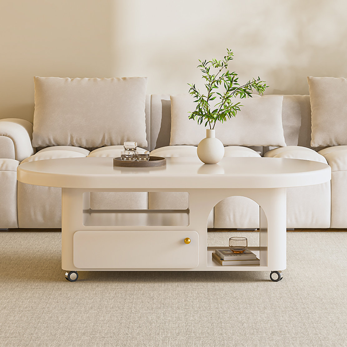 Ebern Designs Cream-style movable coffee table | Wayfair
