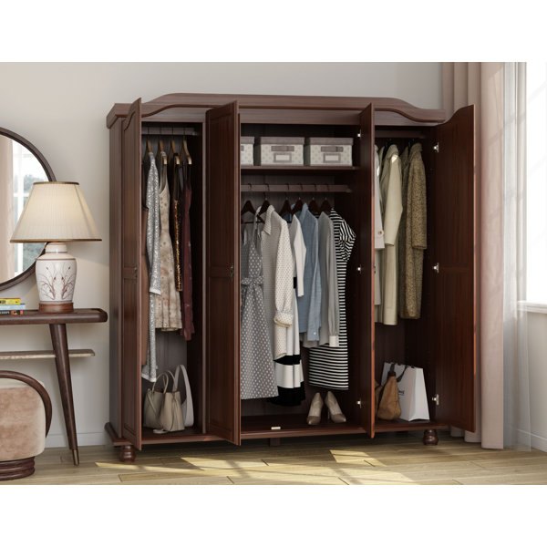 Charlton Home® Kyle 100% Solid Wood 4-door Wardrobe Armoire & Reviews ...